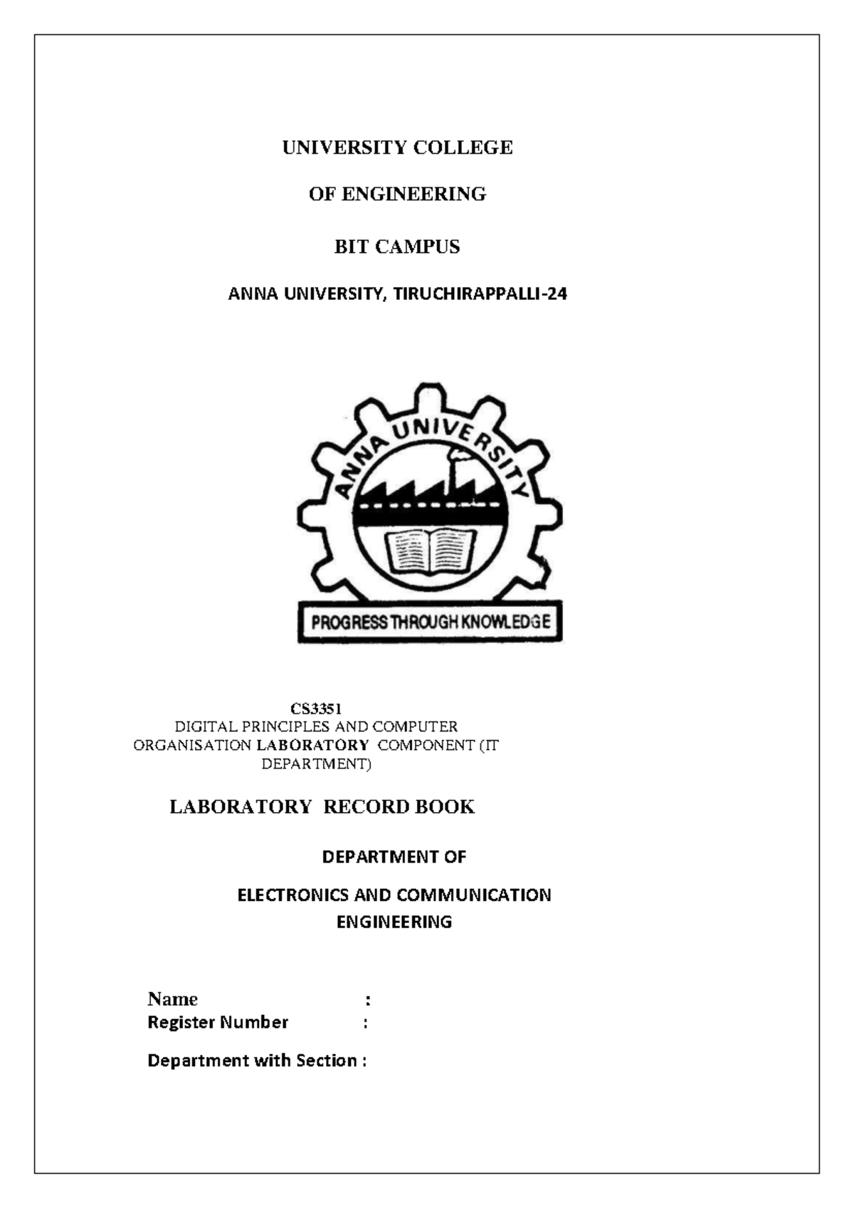 Experiment DPCO - Lab manual - UNIVERSITY COLLEGE OF ENGINEERING BIT ...