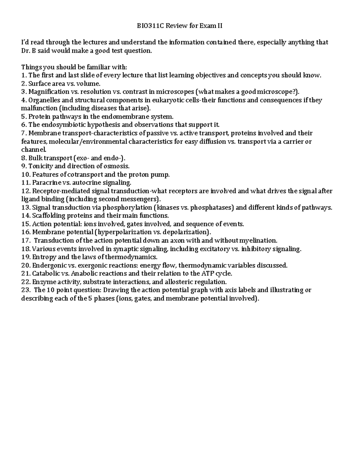 BIO311C Review for Exam II - BIO311C Review for Exam II I’d read ...