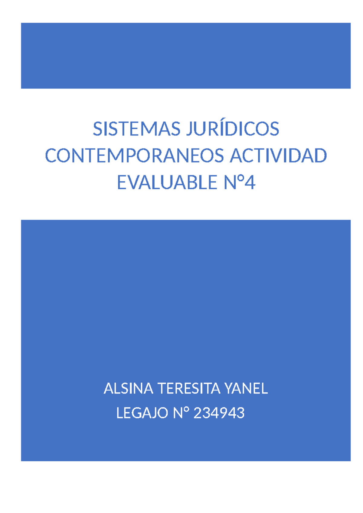Actividad Evaluable N 1 Sistemas Juridicos Contemporaneos Alsina