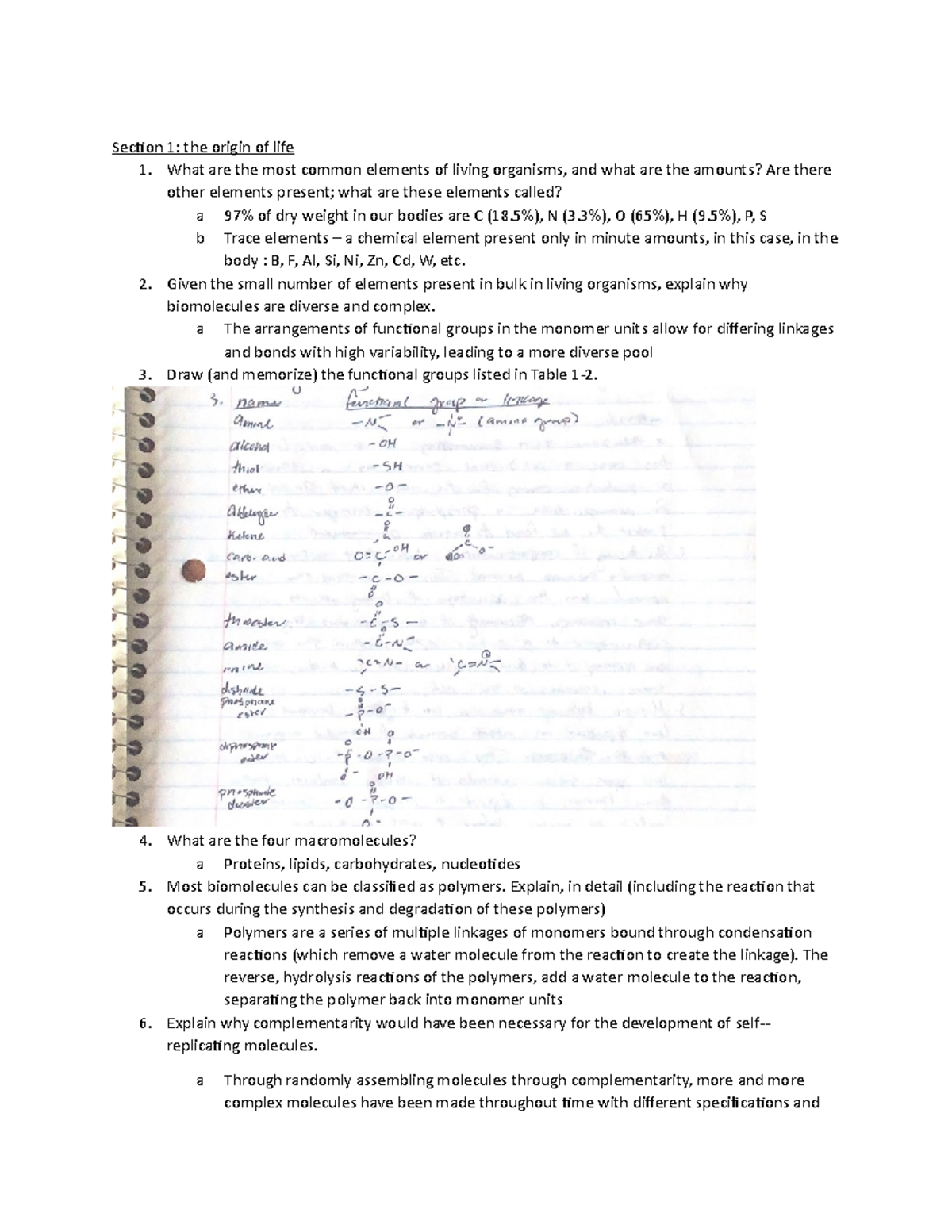 Guided Notes Cpt 1 - Biochemistry with Dr. Strickland - Section 1: the ...