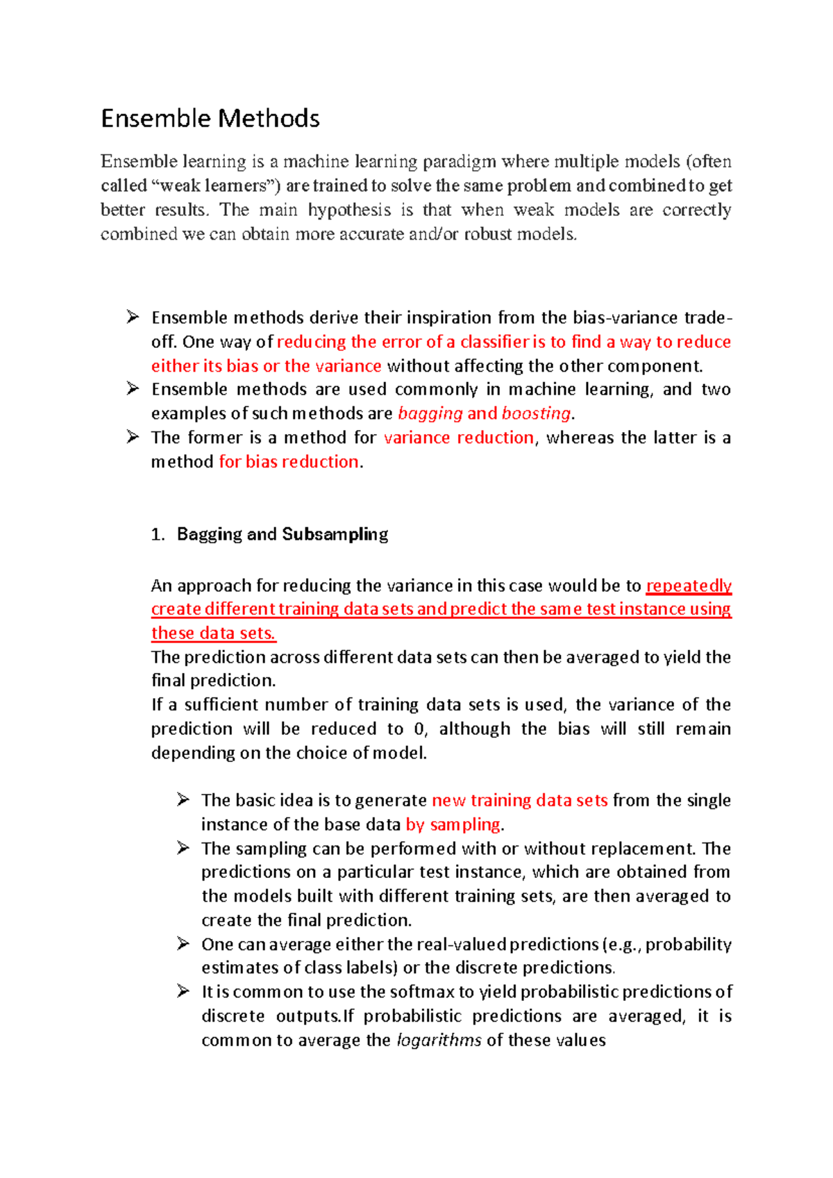 Ensemble Methods - Ensemble Methods Ensemble learning is a machine learning paradigm where ...