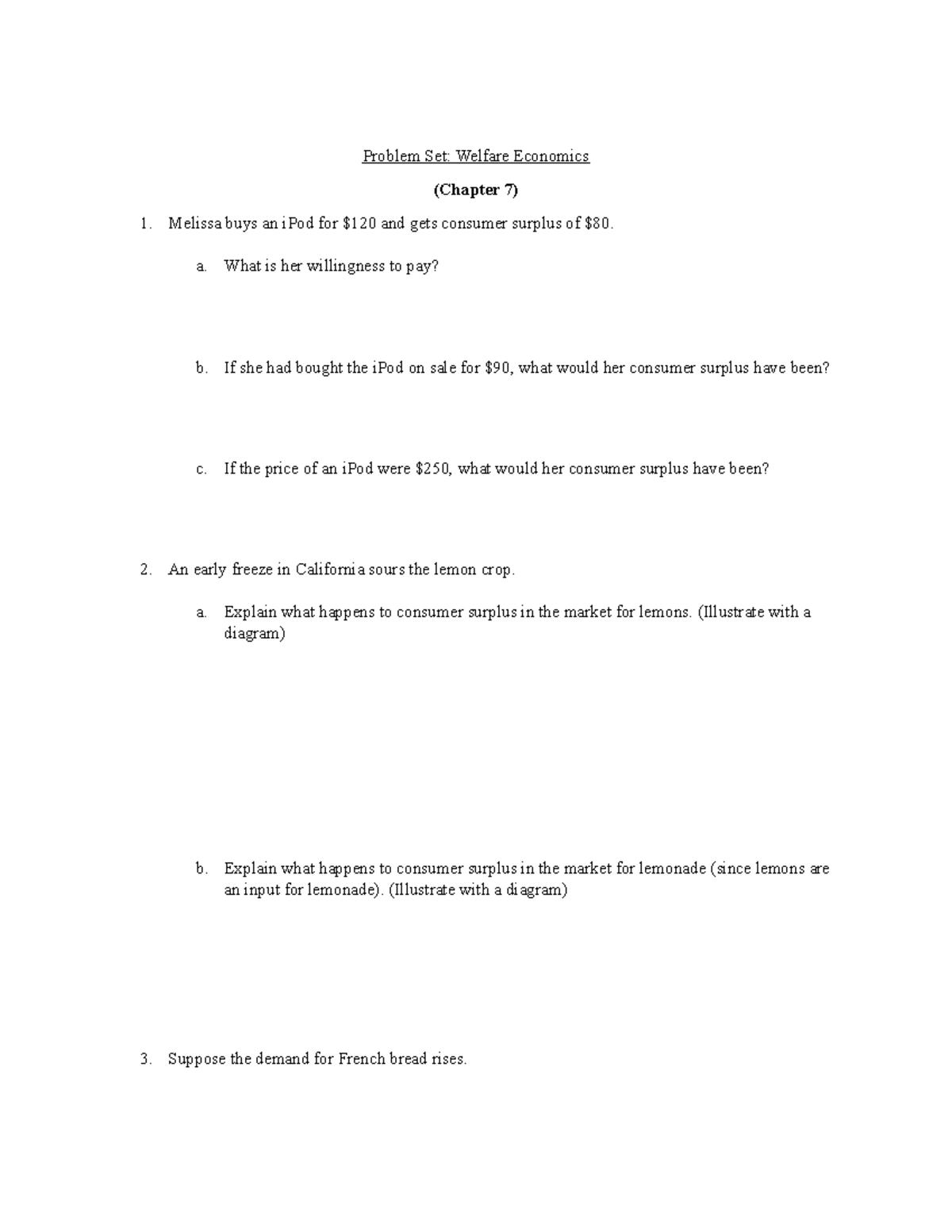 Problem Set Welfare Economics Key - Problem Set: Welfare Economics ...