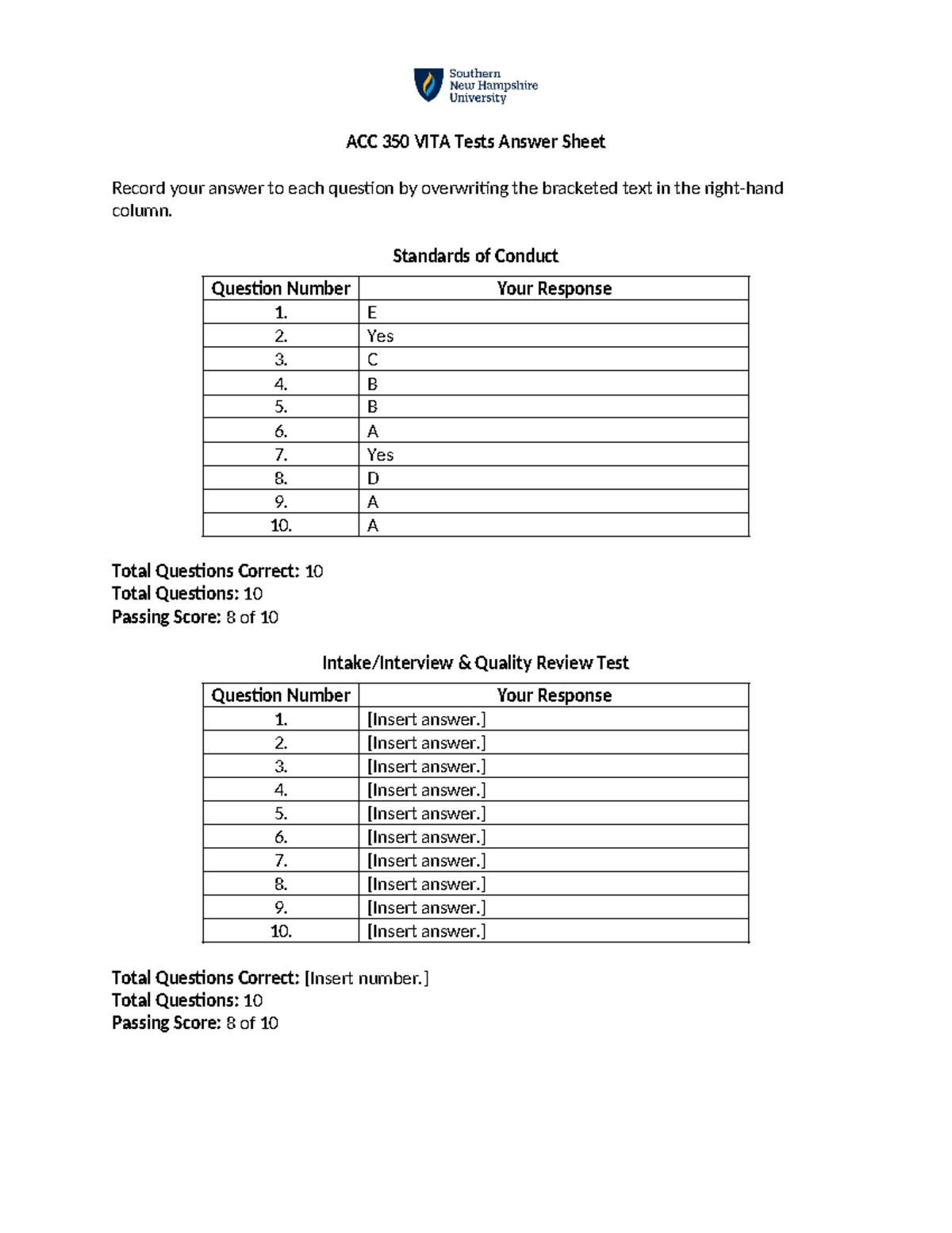 ACC 350 VITA Tests Answer Sheet - ACC 350 VITA Tests Answer Sheet ...