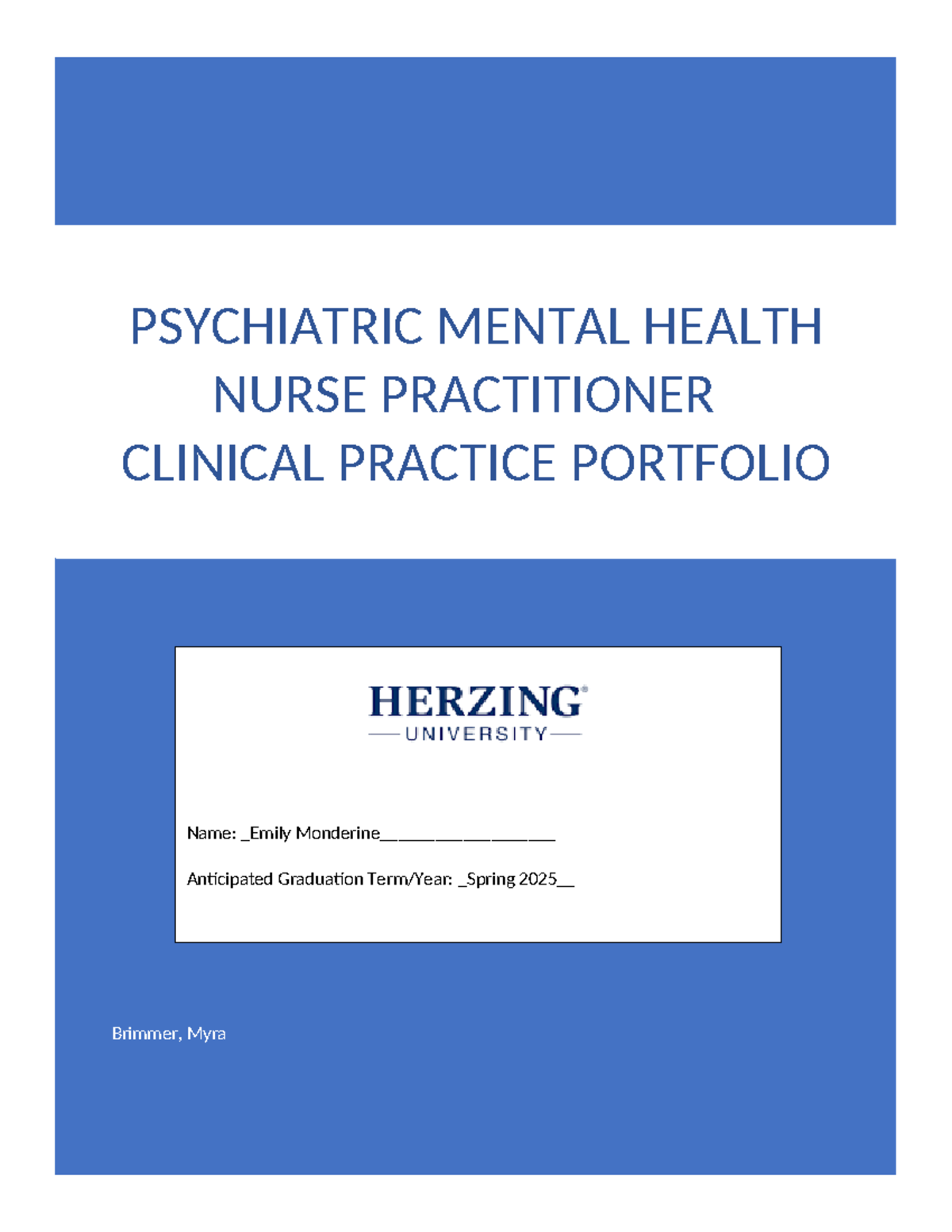 Clinical Practice Portfolio - advanced psychopharm - Brimmer, Myra ...