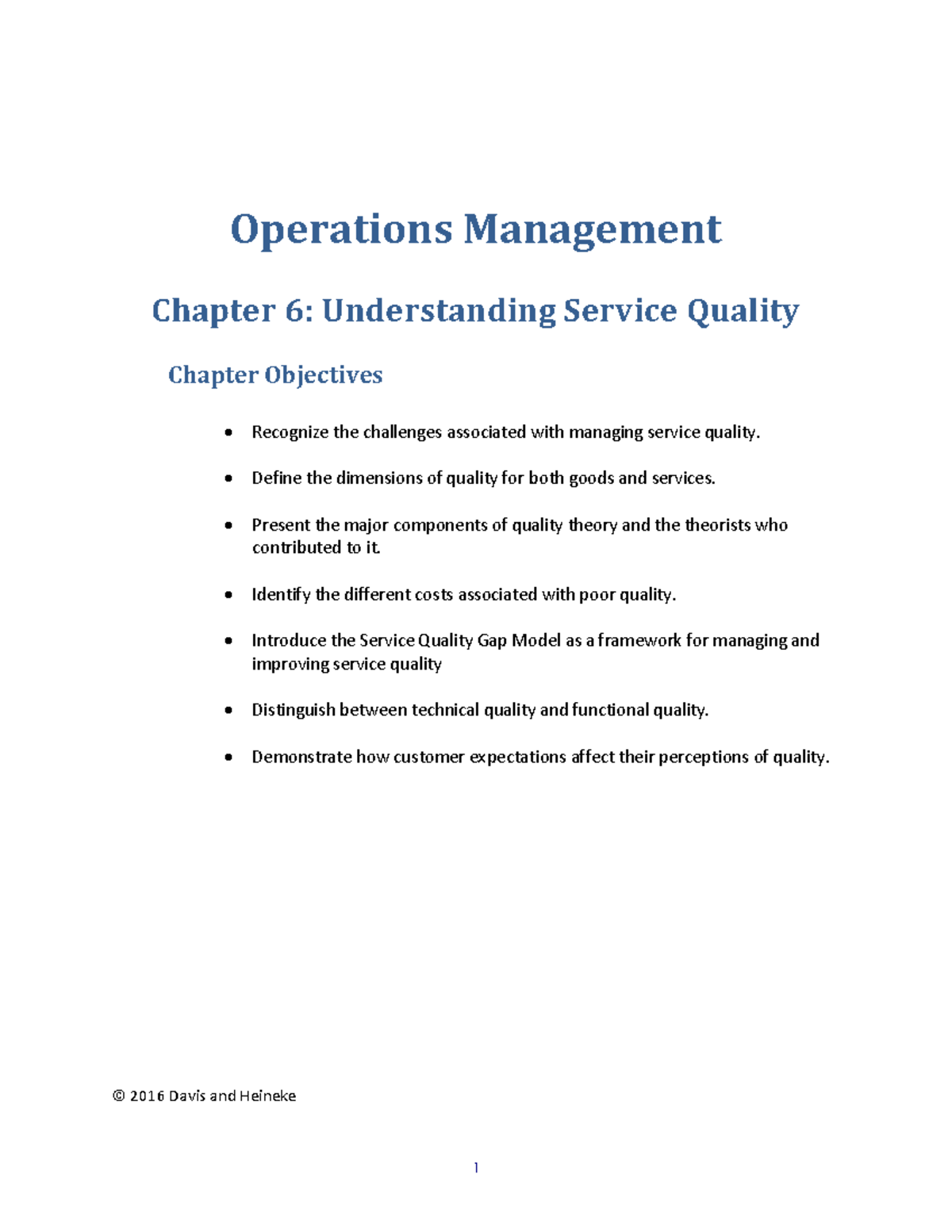 06 - Understanding Service Quality - Operations Management Chapter 6 ...