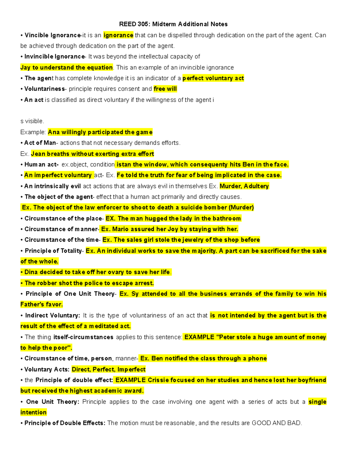 Reviewer - REED Notes - REED 305: Midterm Additional Notes Vincible ...