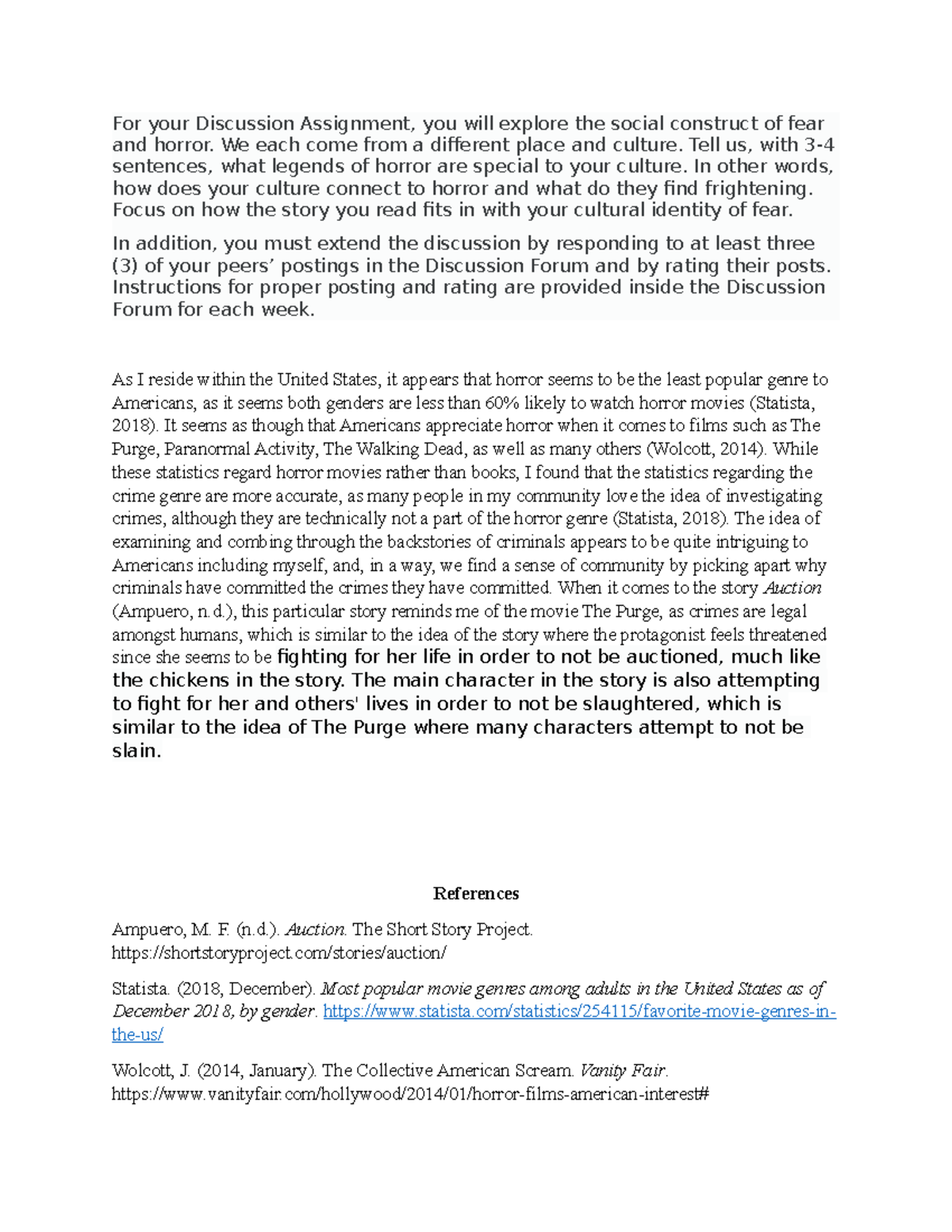 Discussion Post Unit 3 - For your Discussion Assignment, you will ...