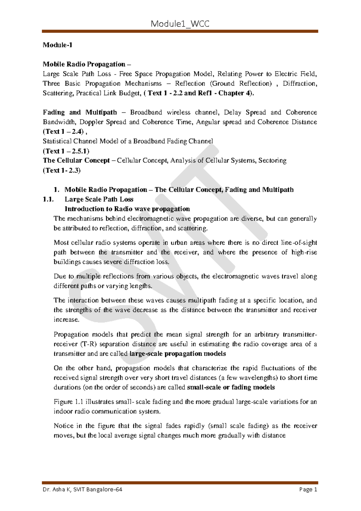 Module 1 WCC new - WCC notes - Module- Mobile Radio Propagation – Large ...