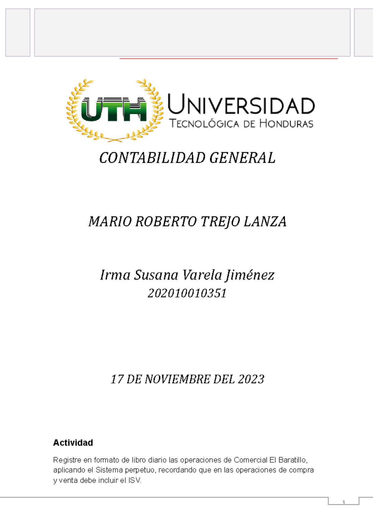 Tarea Tercer Parcial - Espero les sirva - 3 UNIVERSIDAD TECNOLOGICA DE ...