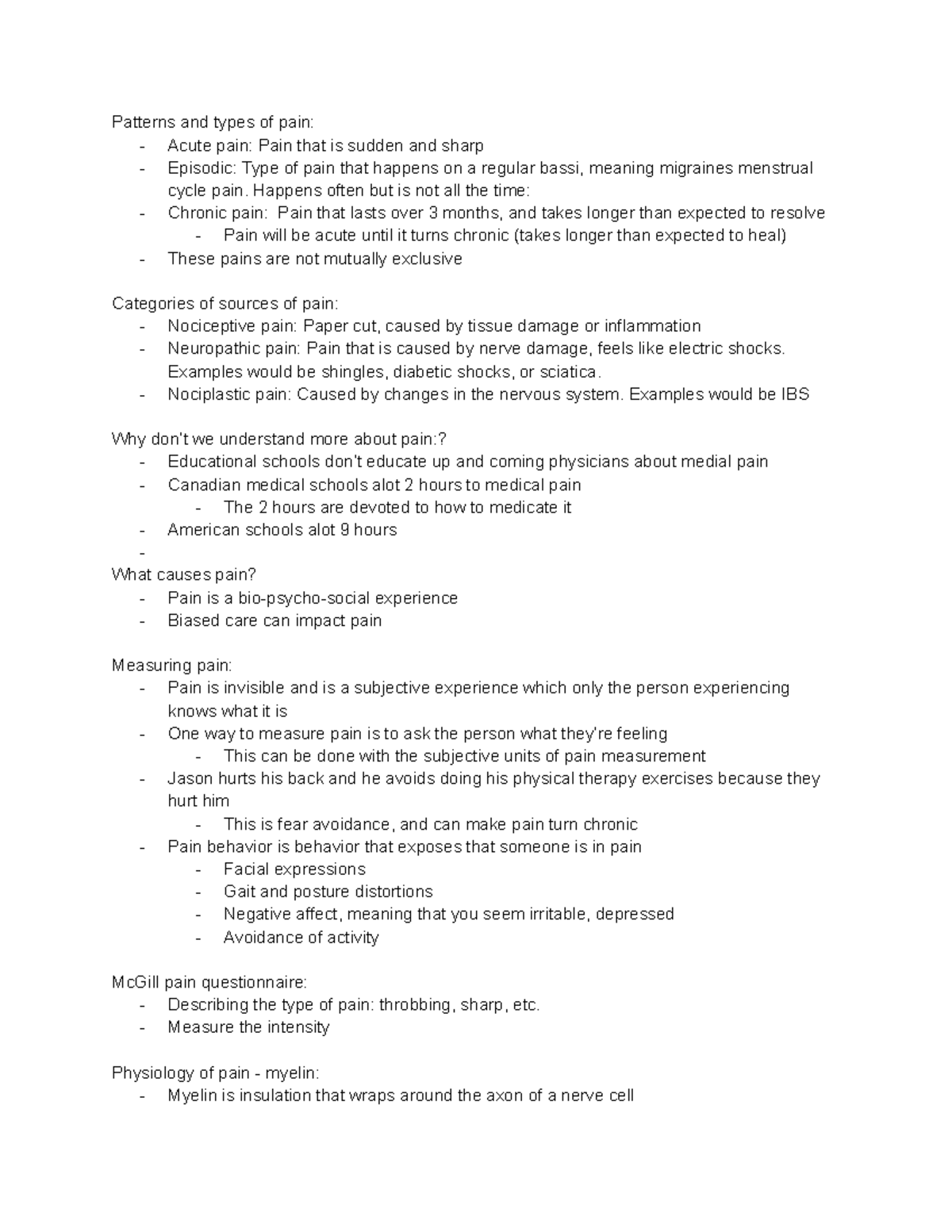 Lecture 9 - Drug and substance abuse notes - Patterns and types of pain ...