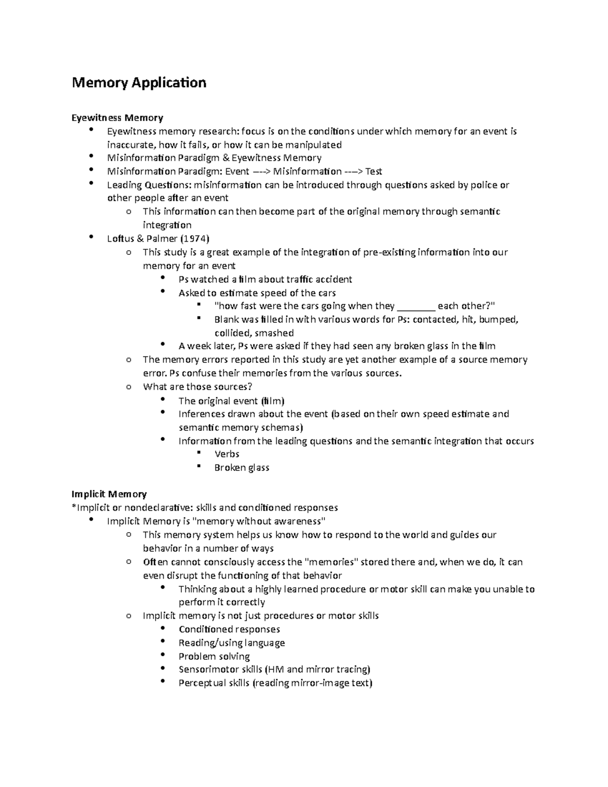 Memory Application - Memory Application Eyewitness Memory Eyewitness ...