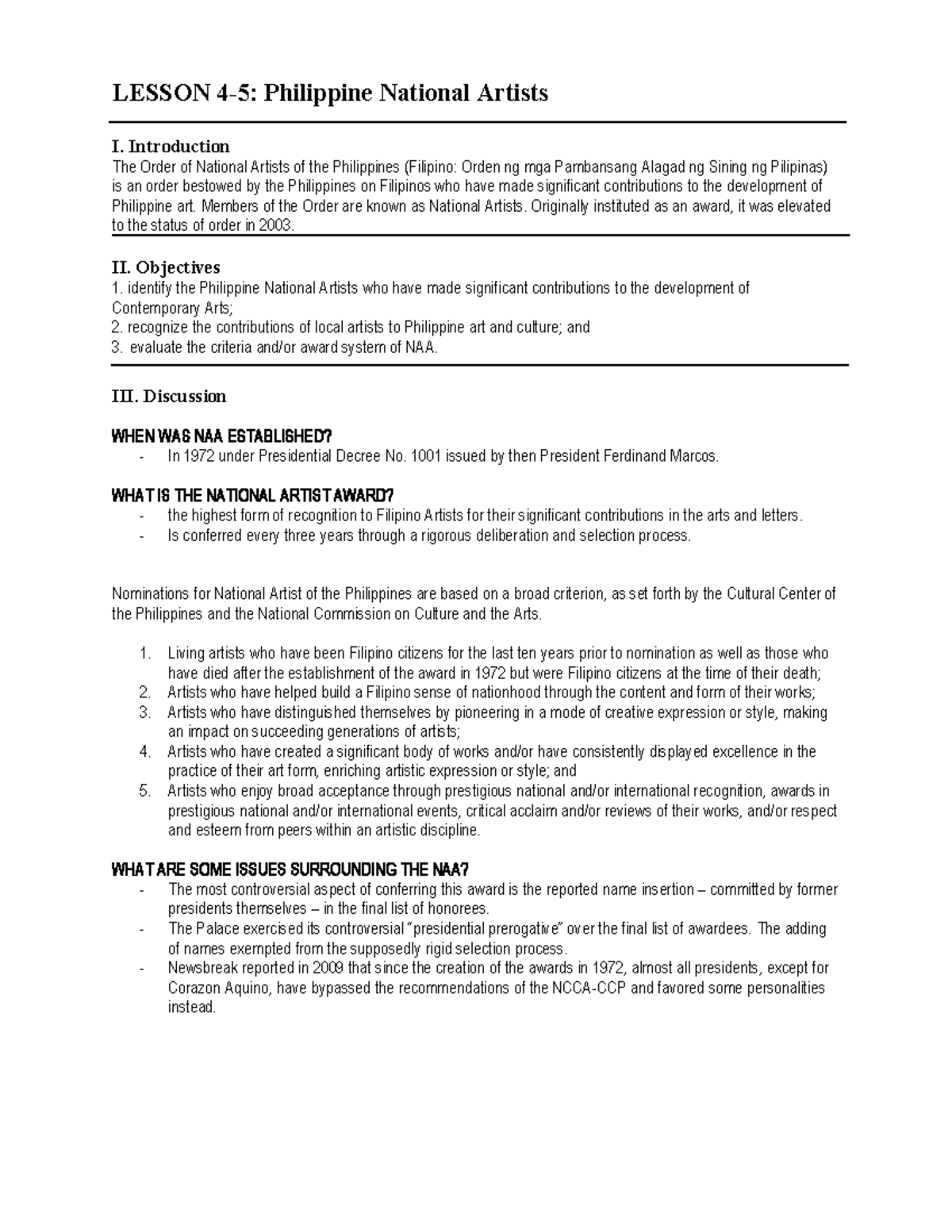 Cpar national artist pf the ph - LESSON 4-5: Philippine National ...