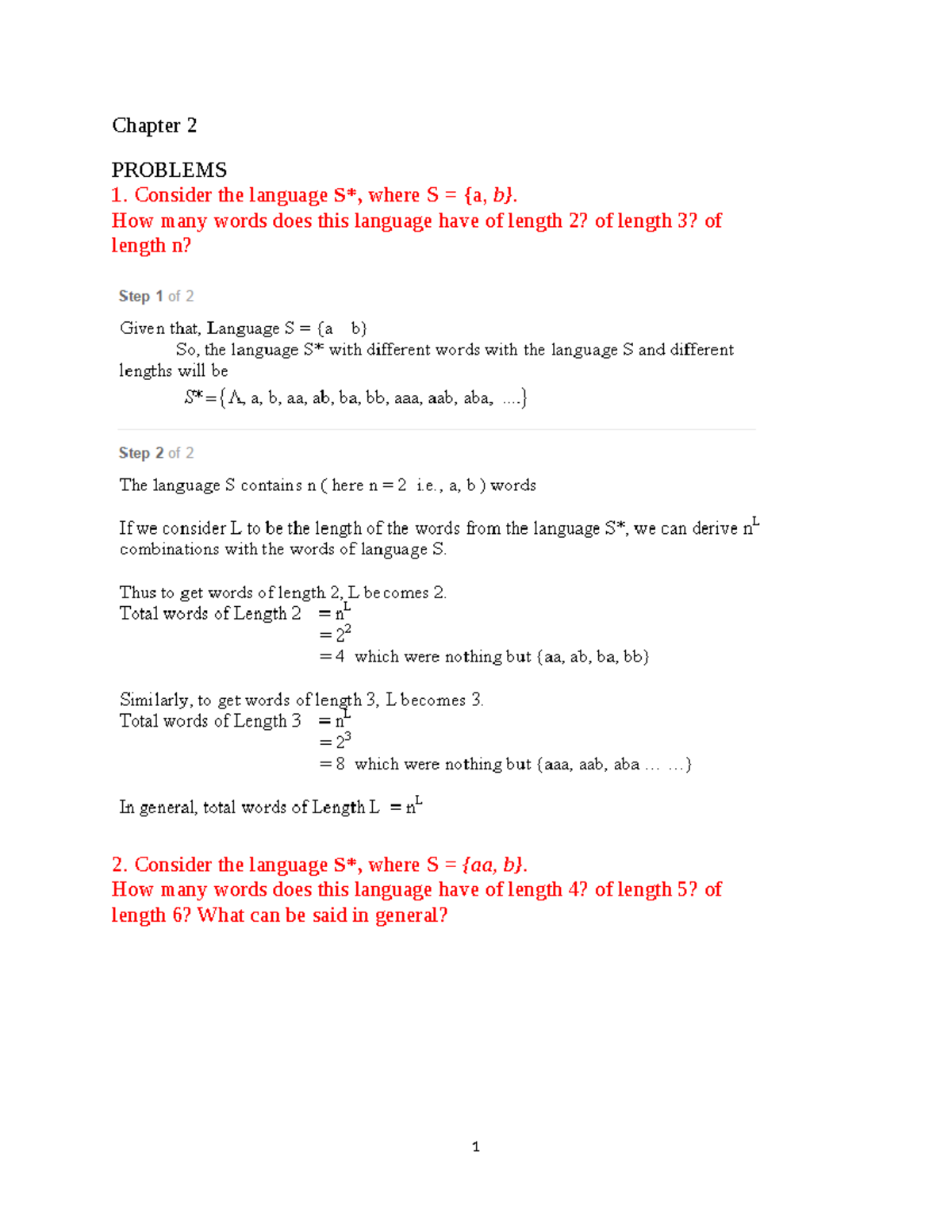 Automata Excercises - Chapter 2 PROBLEMS Consider the language S ...