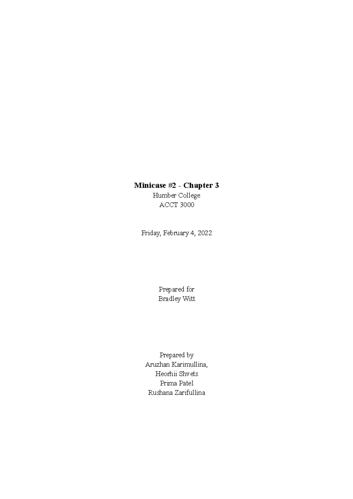 Mini Case #2 - Chapter 3 (Cost Behaviour) - Minicase #2 - Chapter 3 ...