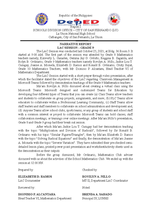 LAC Narrative Report (JUNE 2022) - Republic of the Philippines Region I ...