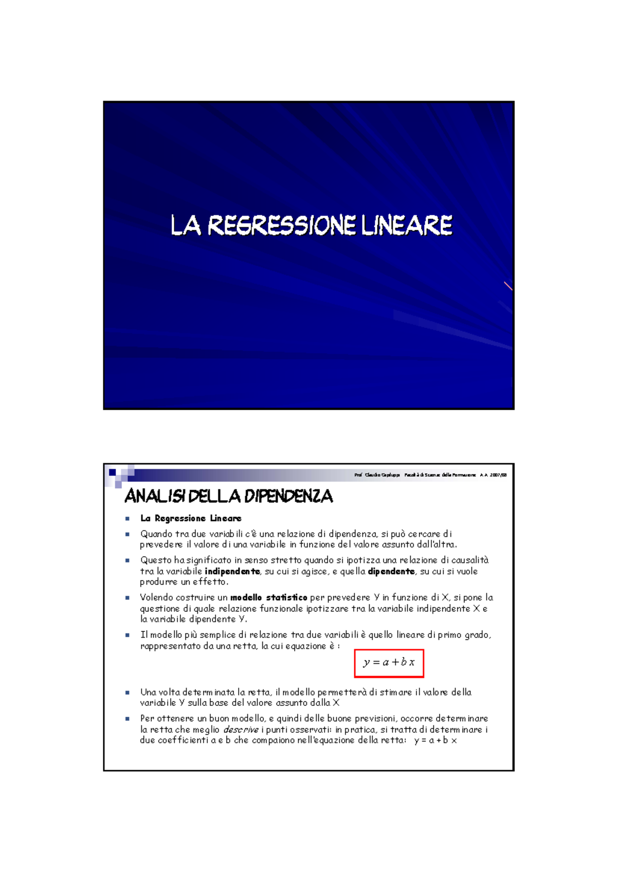 Regressione lineare - esercizi e appunti - La regressione LineareLa ...