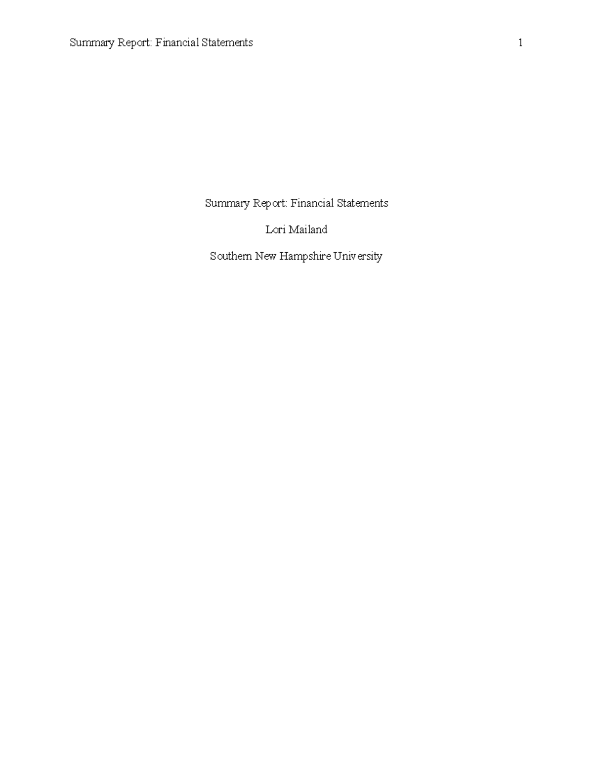ACC 201 Project Summary Report Template (1) - Summary Report: Financial ...