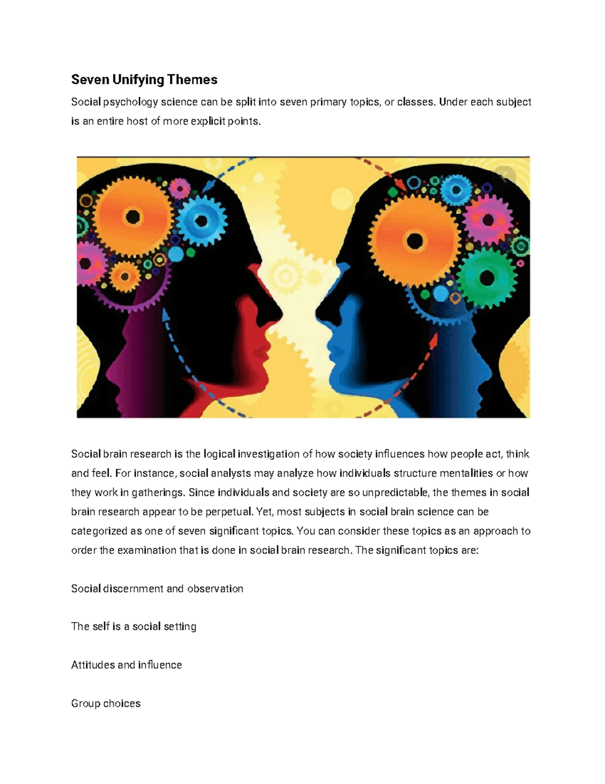 Seven Unifying Themes -PSYC notes TYs - BUSI 5703 - Dal - Studocu