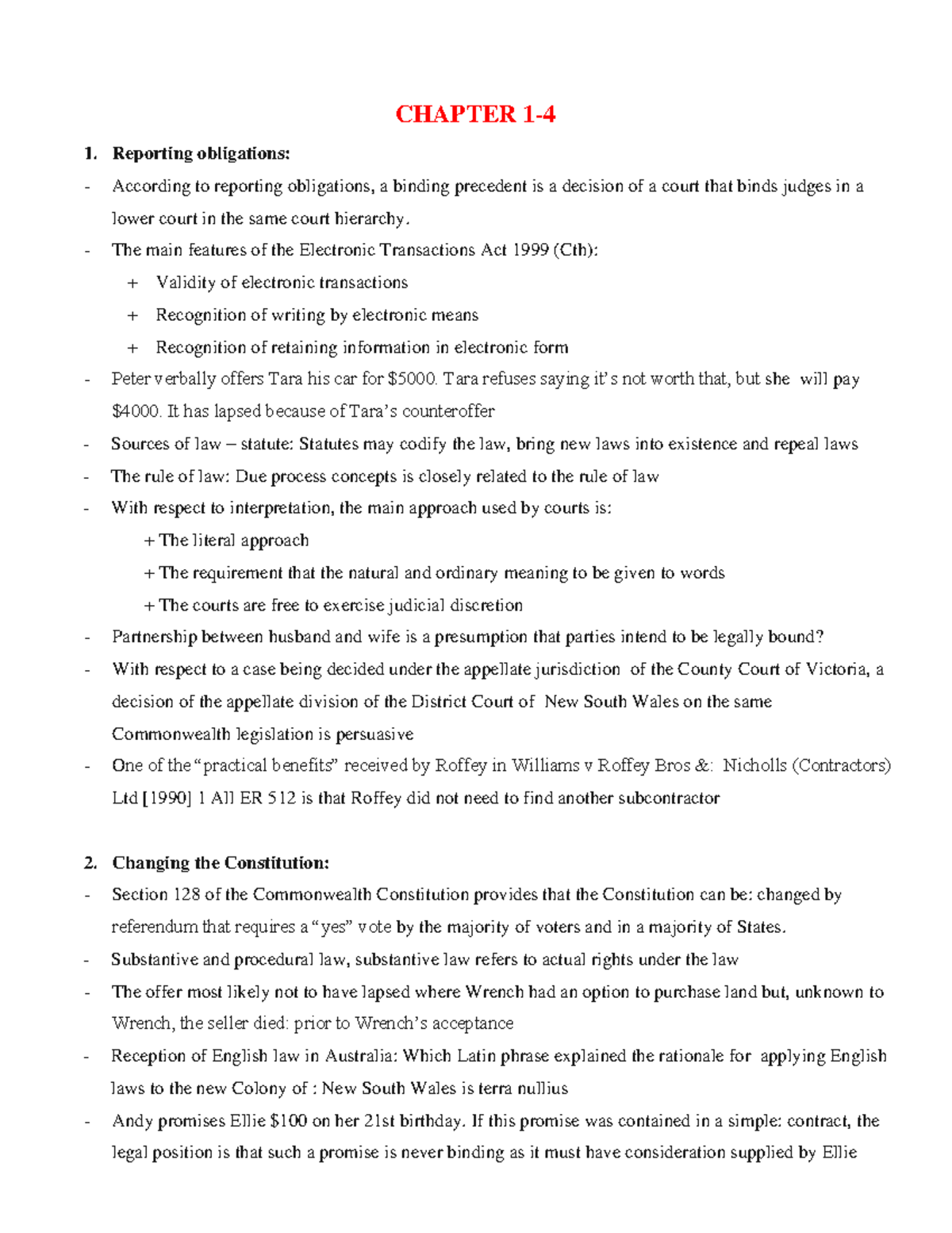 business lawwwww - CHAPTER 1- 4 Reporting obligations: According to ...