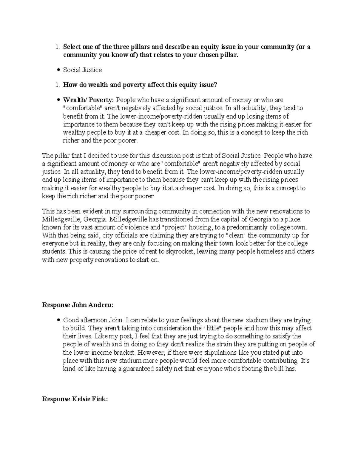 IDS 150 6.1 Discussion Post - Select one of the three pillars and ...