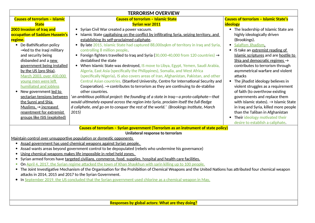 Terrorism overview 2023 - TERRORISM OVERVIEW Causes of terrorism ...