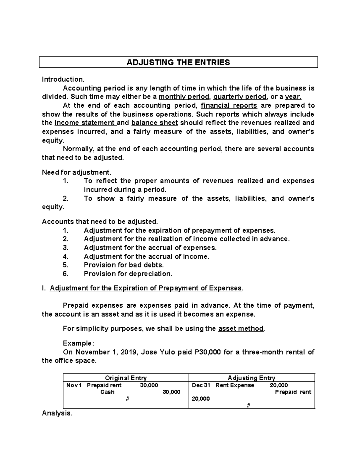 Lecture-ABM1-V - NOTES - ADJUSTING THE ENTRIES Introduction. Accounting ...