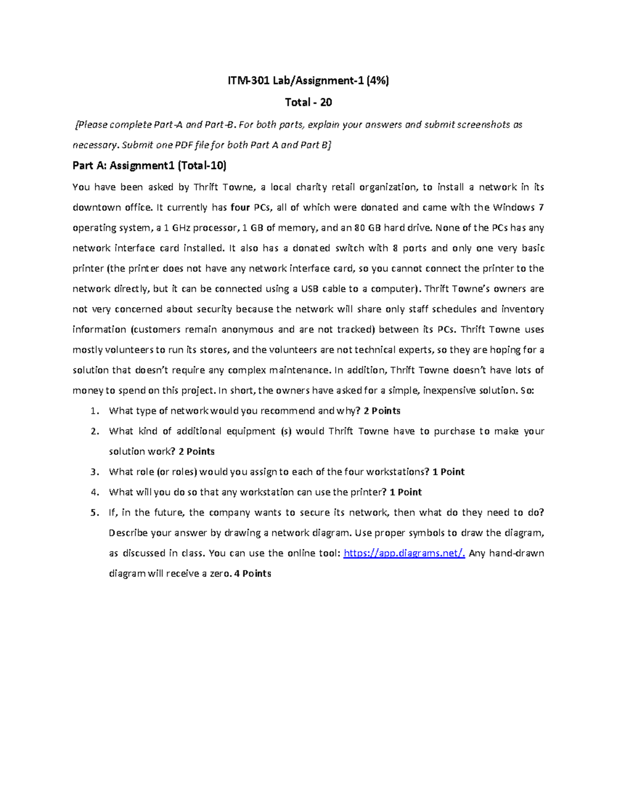 Lab Assignment 1 - ITM-301 Lab/Assignment-1 (4%) Total - 20 [Please complete Part-A and Part-B ...