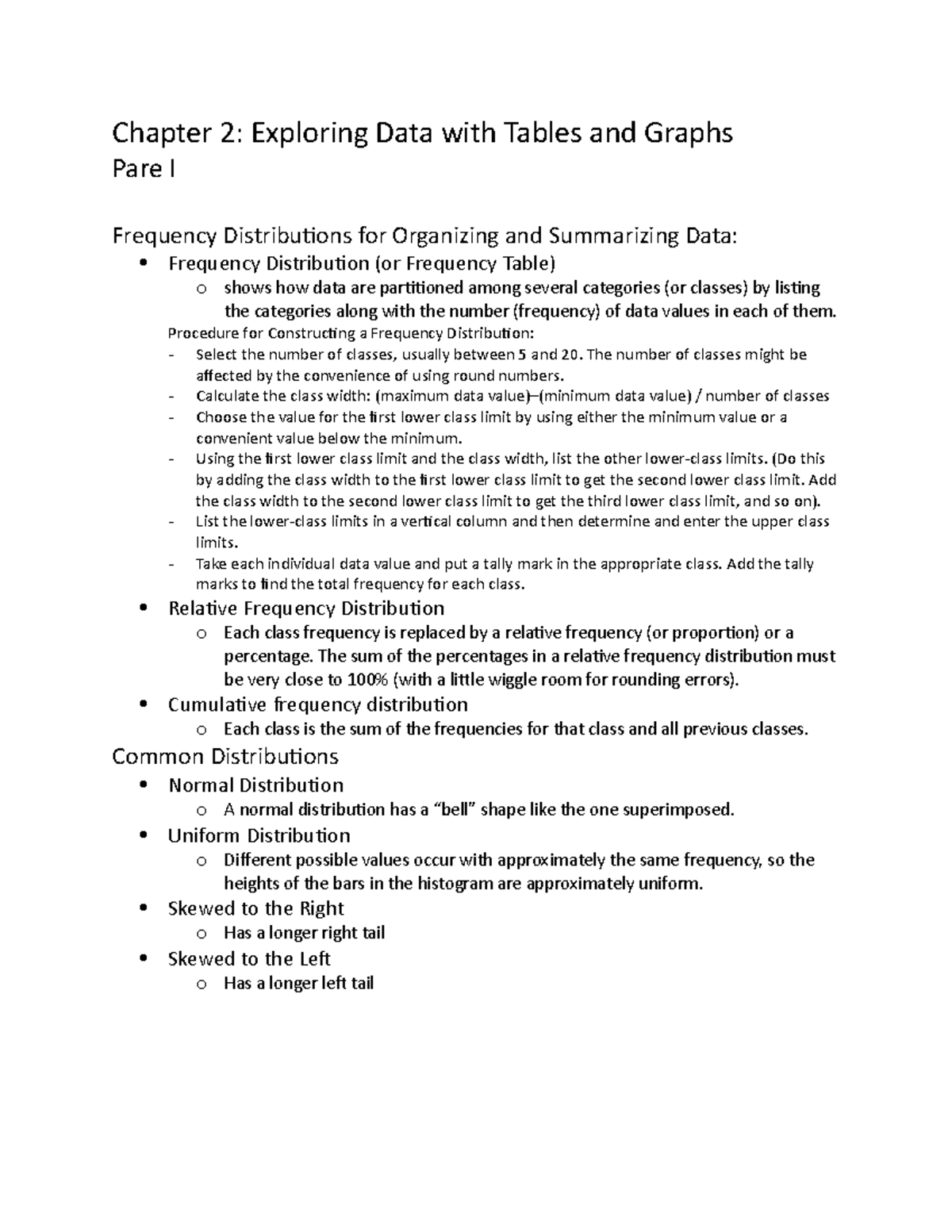 Chapter 2 – Part I - Chapter 2: Exploring Data with Tables and Graphs ...