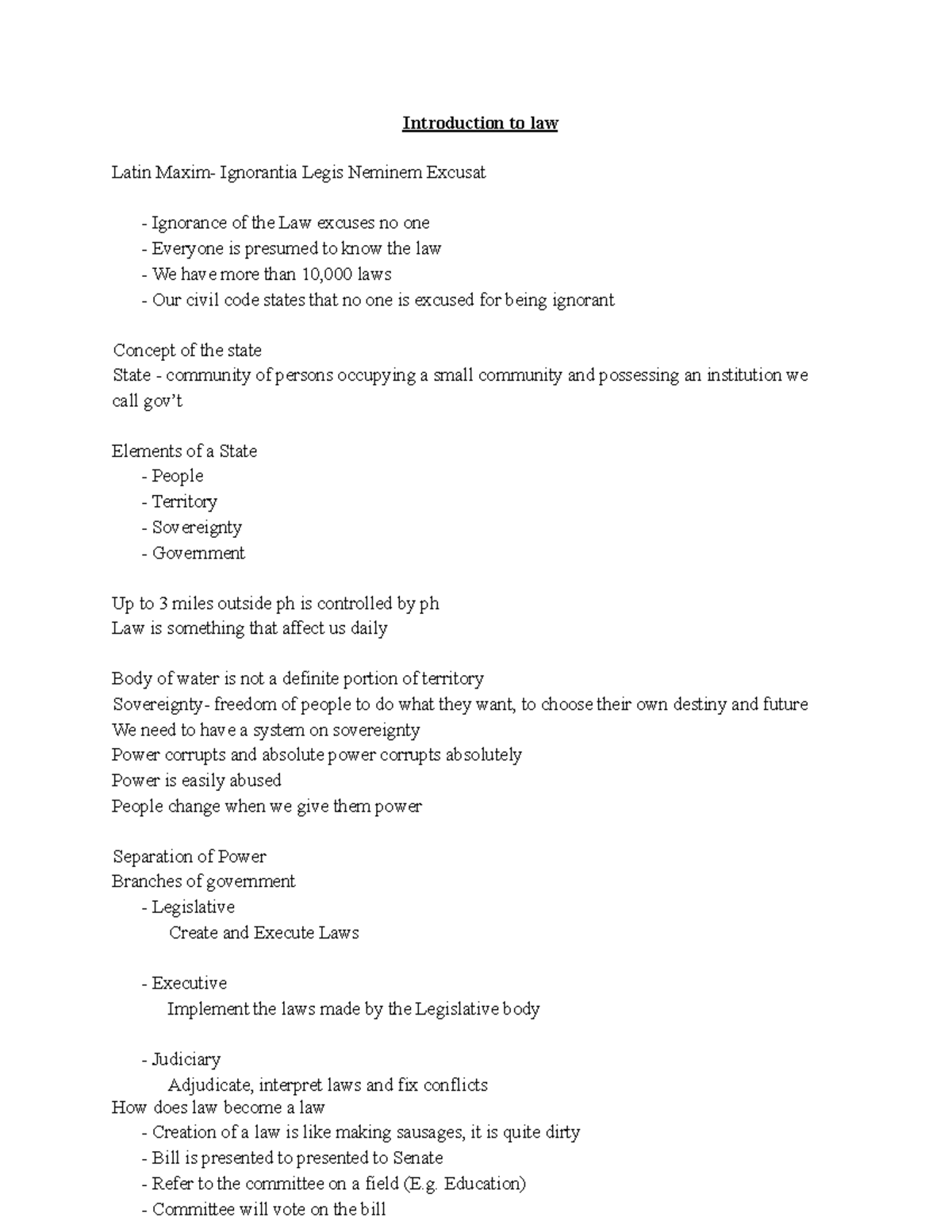 Coblaw 1 - Reviewer - Introduction to law Latin Maxim- Ignorantia Legis ...