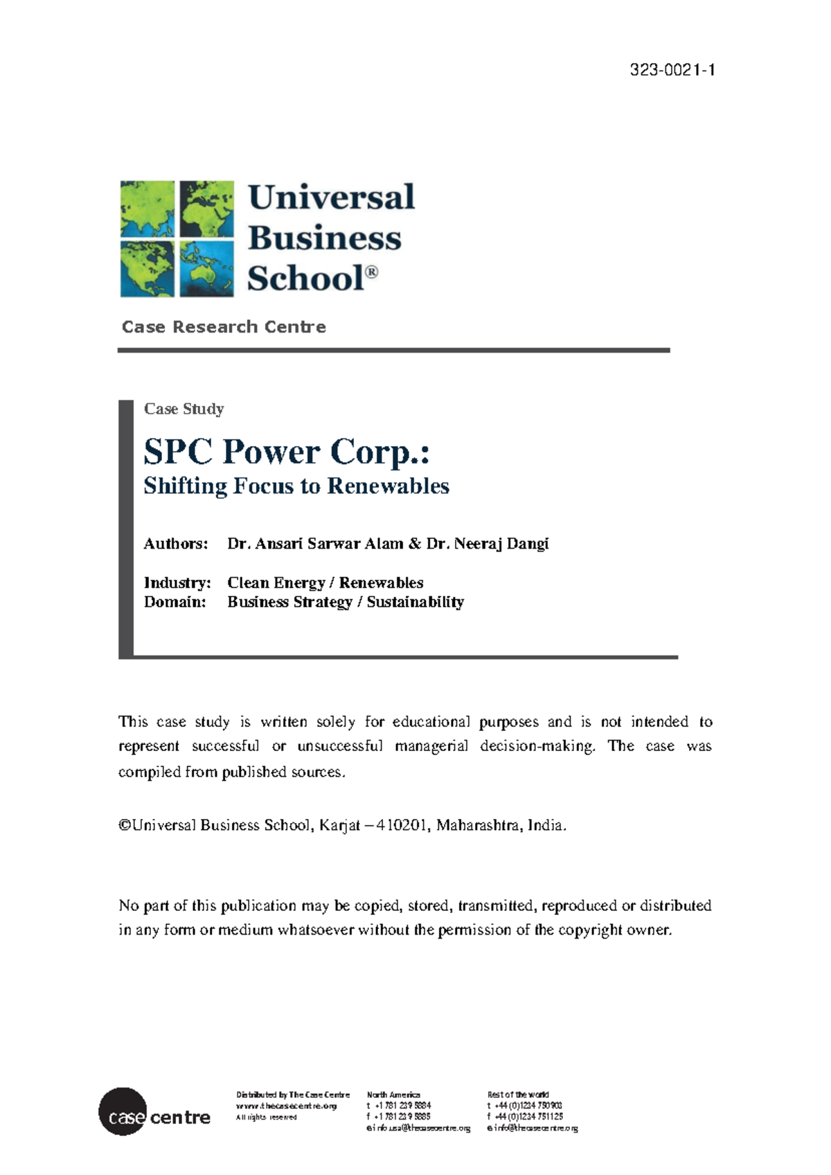 SPC Power Corp - Case Research Centre Case Study SPC Power Corp ...