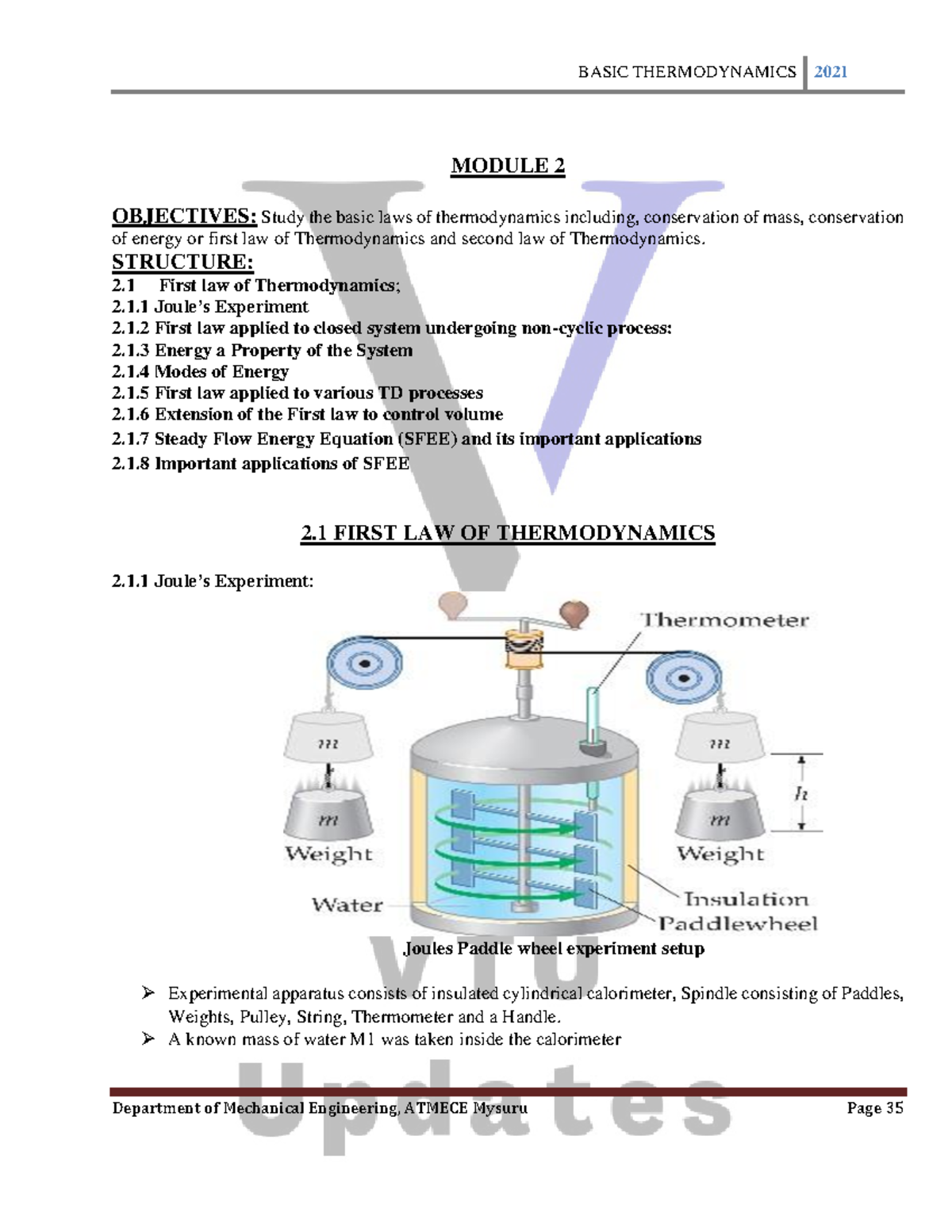 Module 2 - 21me34 - MODULE 2 OBJECTIVES: Study the basic laws of ...