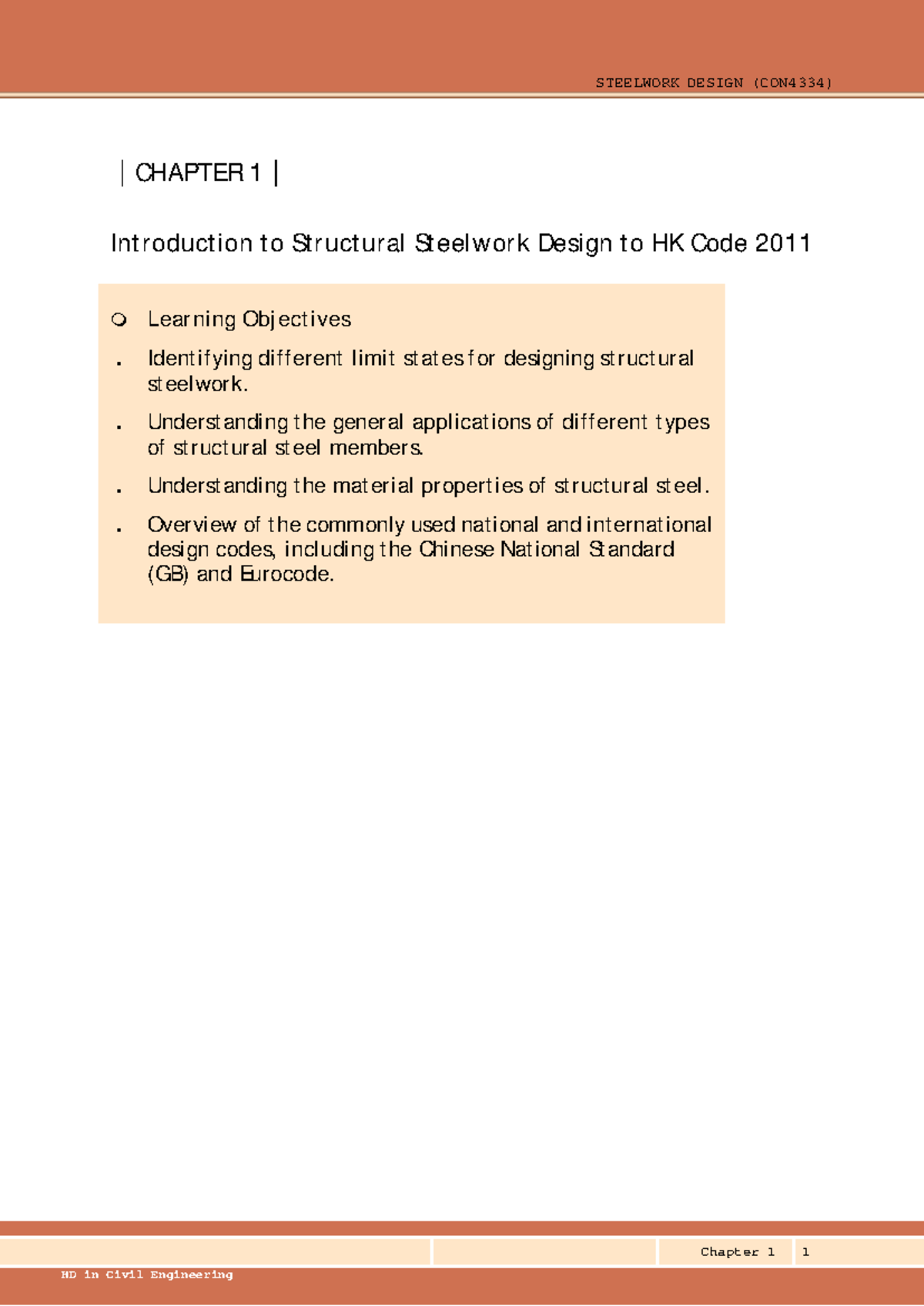 Ch1 Introduction - Chapter 1 1 │CHAPTER 1│ Introduction to Structural Steelwork Design to HK ...