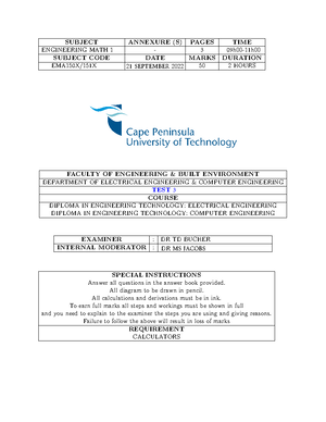 EMA158S - CPUT - engineering mathematics 1 - Studocu