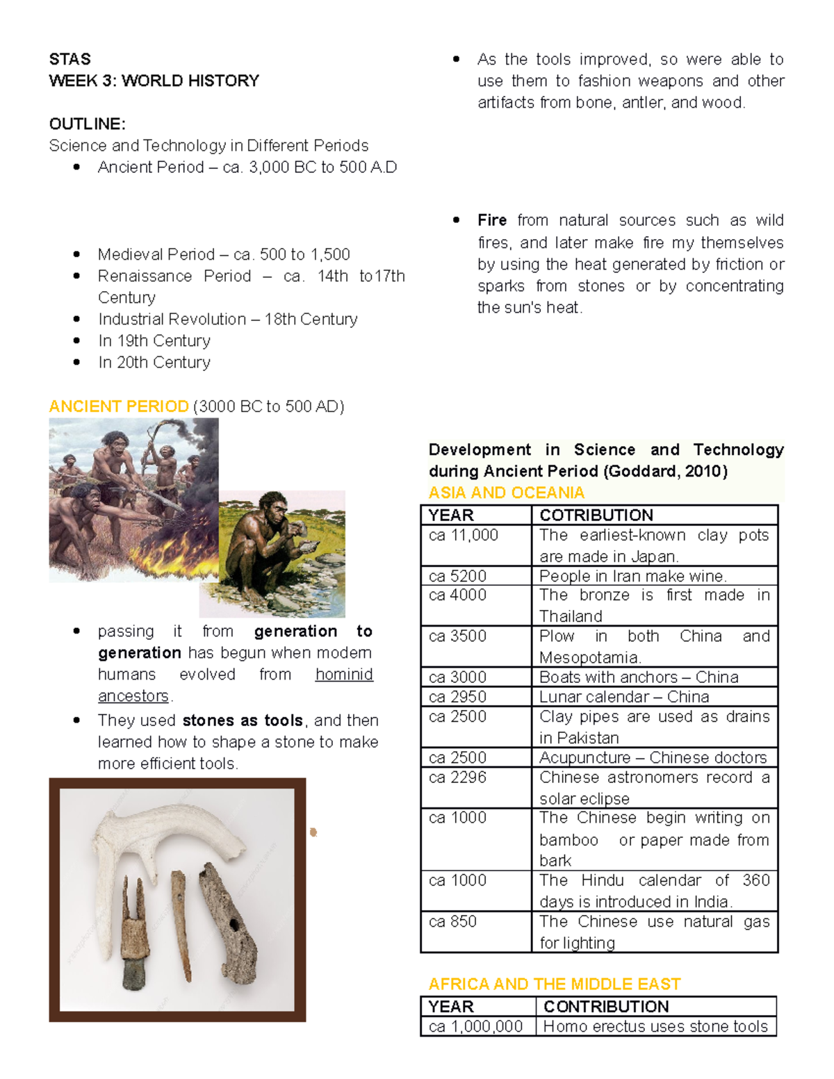 World History in terms of Science and Technology - Lecture notes 3 ...