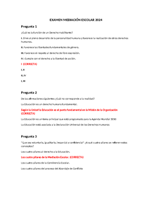 Exámen Mediación escolar - Mostrar opciones de respuesta Mostrar opciones de respuesta Pregunta ...