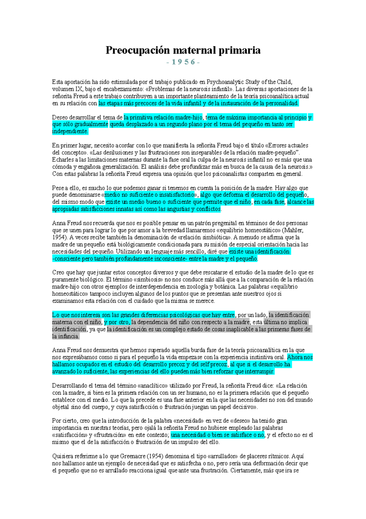 Winnicott preocupacion maternal primaria - Preocupación maternal ...