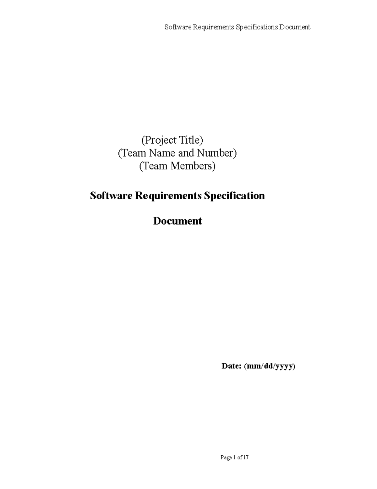 SRS Template with templates - Software Requirements Specifications ...