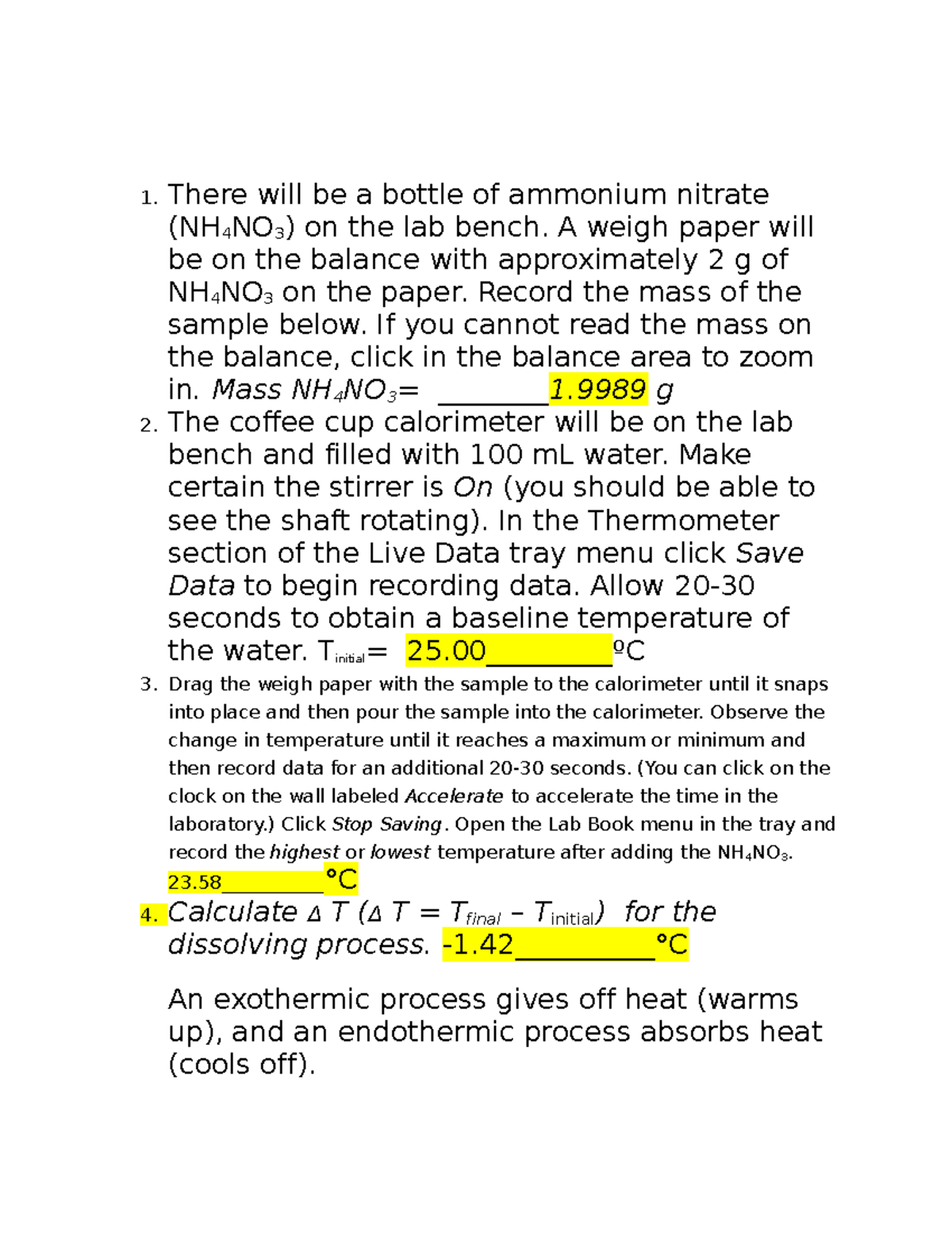 Cy lab 6 - Hghgg - 1. There will be a bottle of ammonium nitrate (NH 4 ...