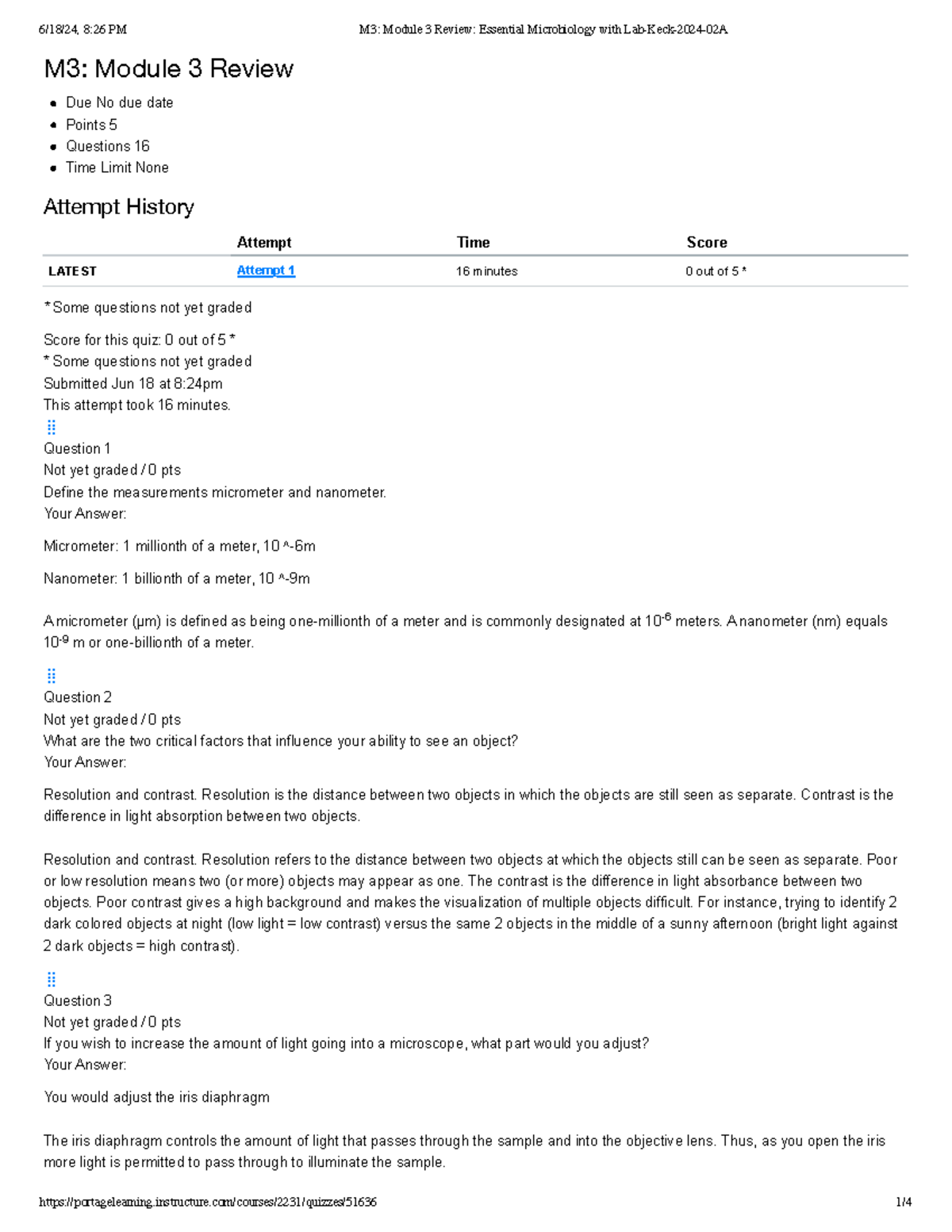 M3 Module 3 Review Essential Microbiology - M3: Module 3 Review Due No ...