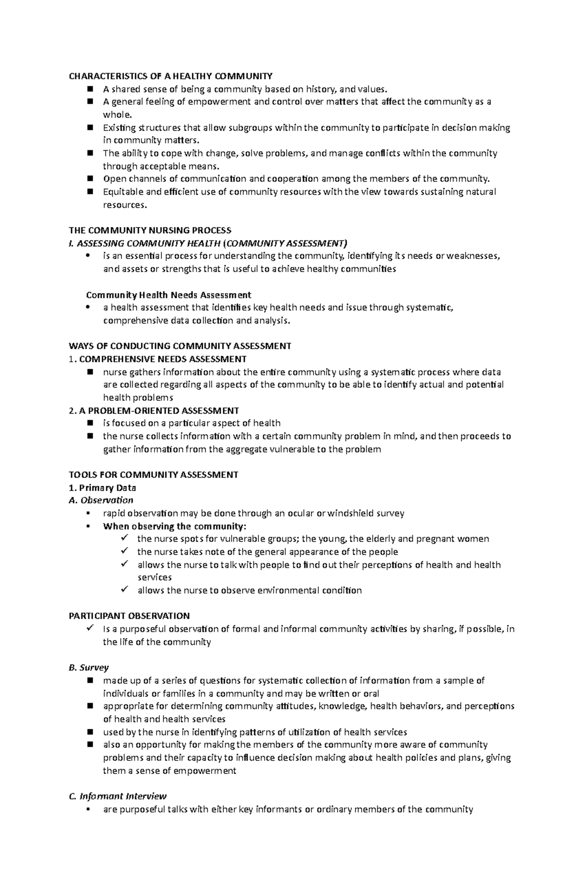 Characteristics OF A Healthy Community - CHARACTERISTICS OF A HEALTHY ...