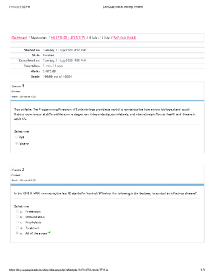 Self-Quiz Unit 2 Attempt review - 6/28/23, 4:52 PM Self-Quiz Unit 2: Attempt review - Studocu