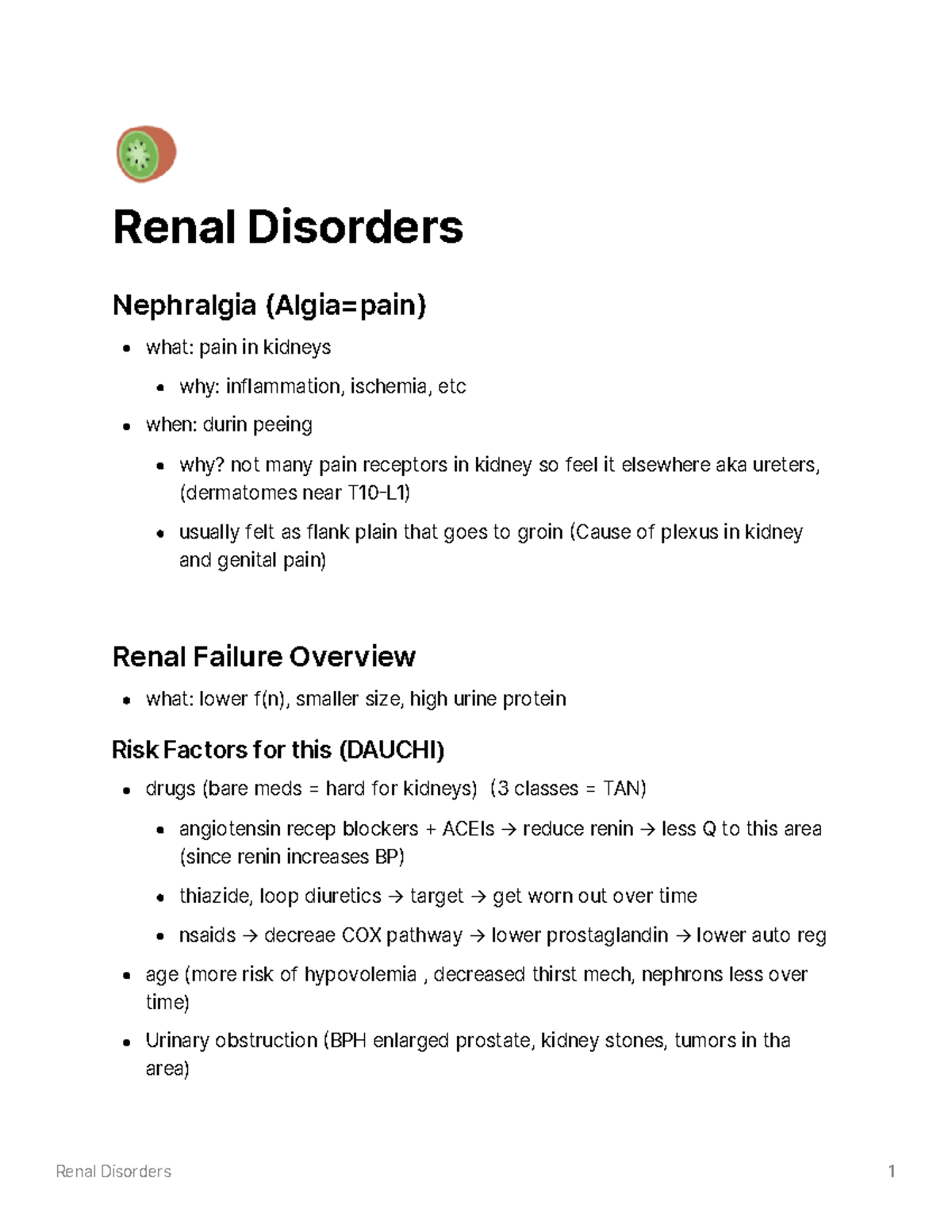 Renal Disorders - Heavy on Lecture Notes. - żenal Disorders Ԇ 񧐀 Renal ...