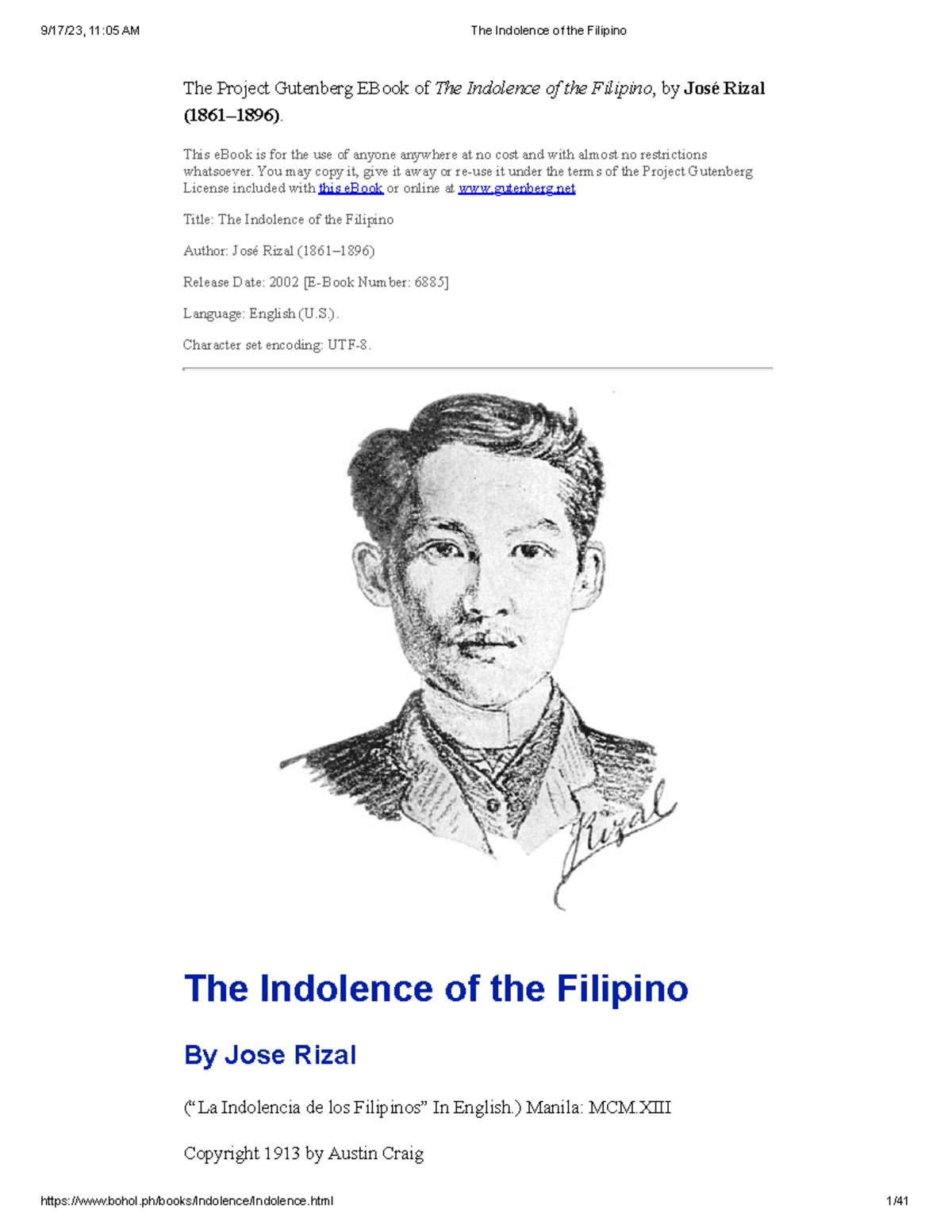 The Indolence of the Filipino - This eBook is for the use of anyone ...