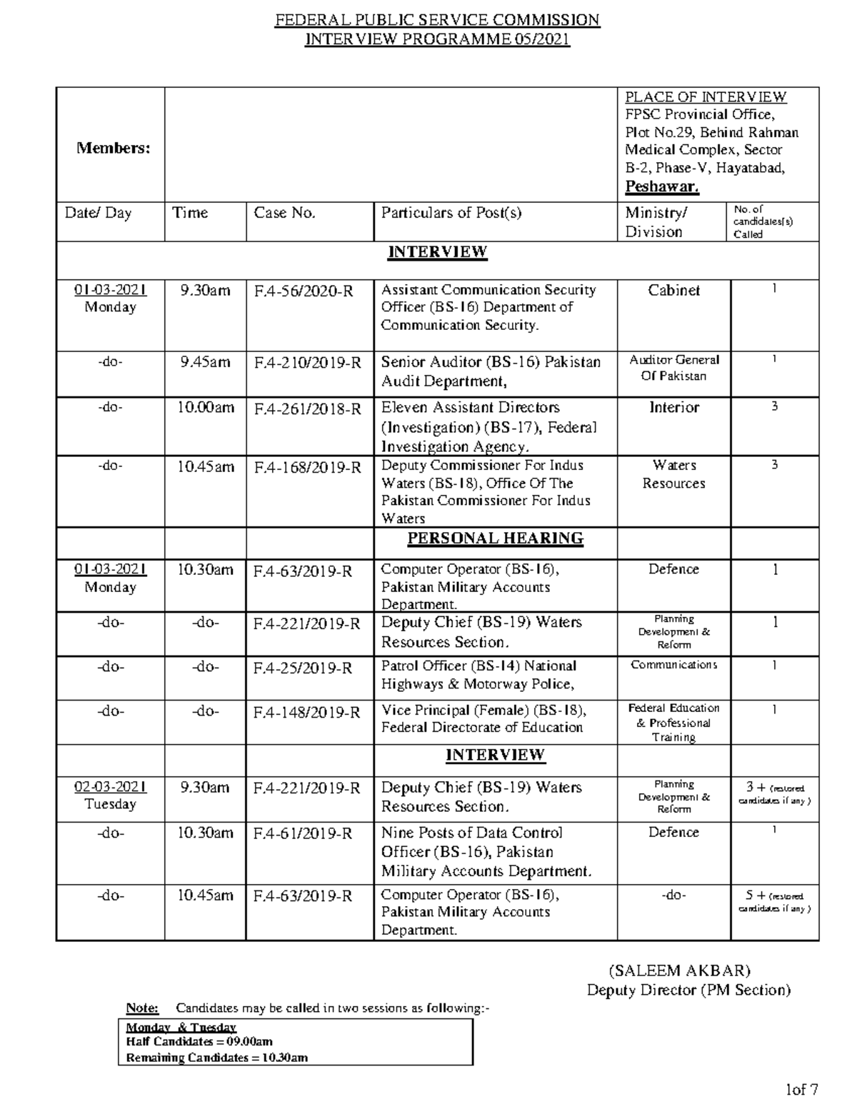 Interview Prog No - Lecture notes 4 - INTERVIEW PROGRAMME 05/ Members ...