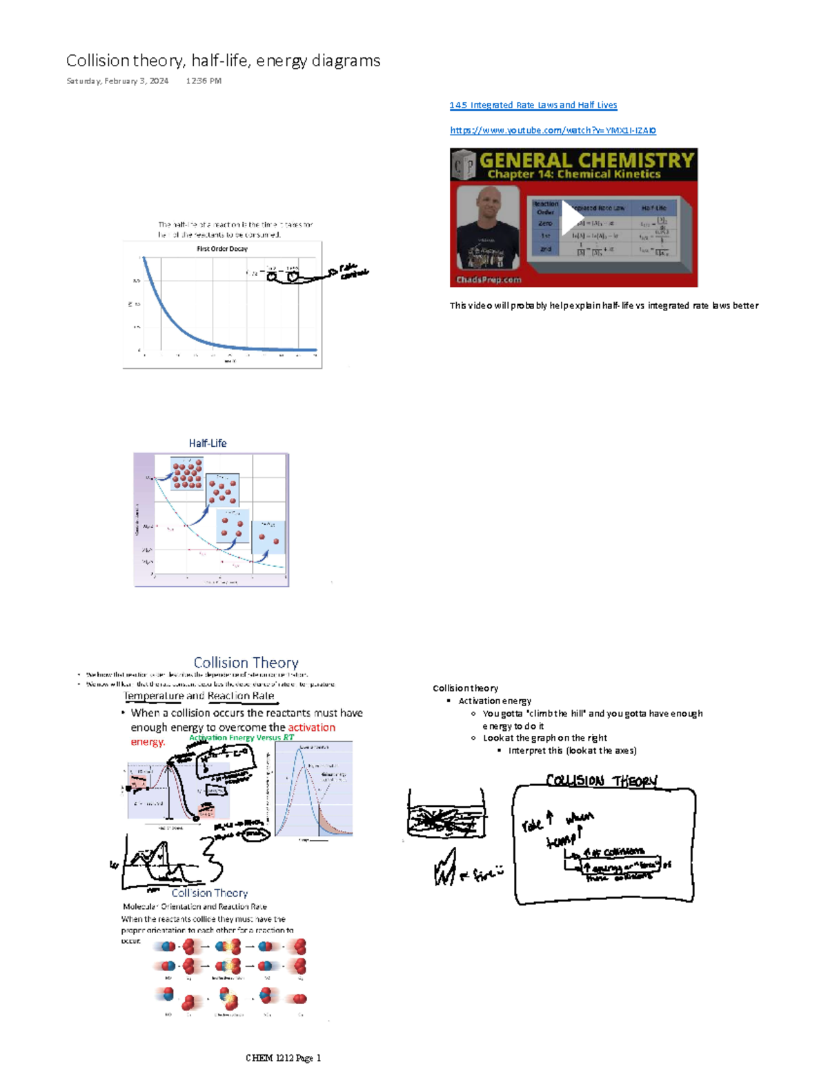 Collision theory, half life, energy diagrams - Collision theory ...