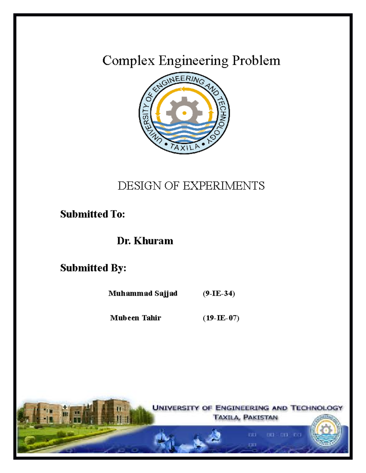 DOE project report (34,07) - Complex Engineering Problem DESIGN OF ...