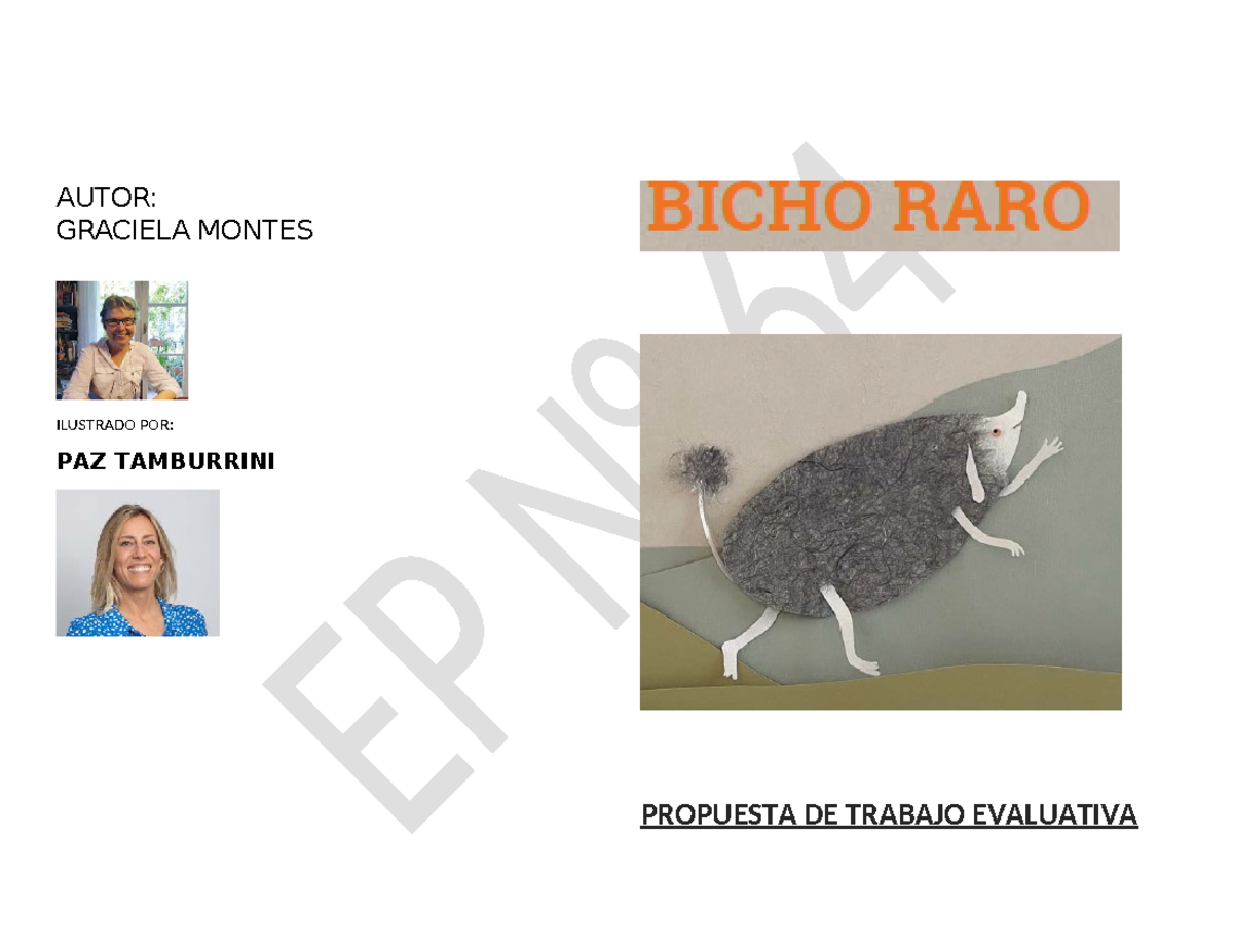 Bicho raro tercero - practica docente - AUTOR: GRACIELA MONTES ...