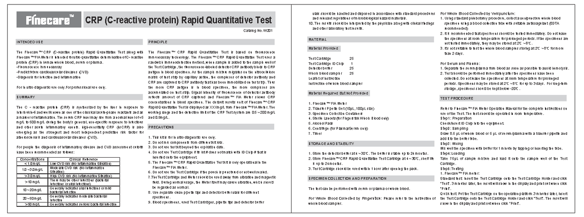 Finecare CRP Quantitative Package Insert - CRP (C-reactive protein ...