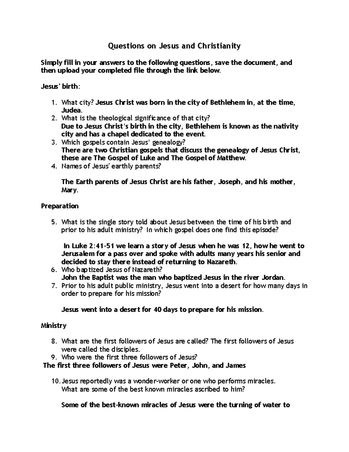 Questions On Jesus and Christianity - Questions on Jesus and ...