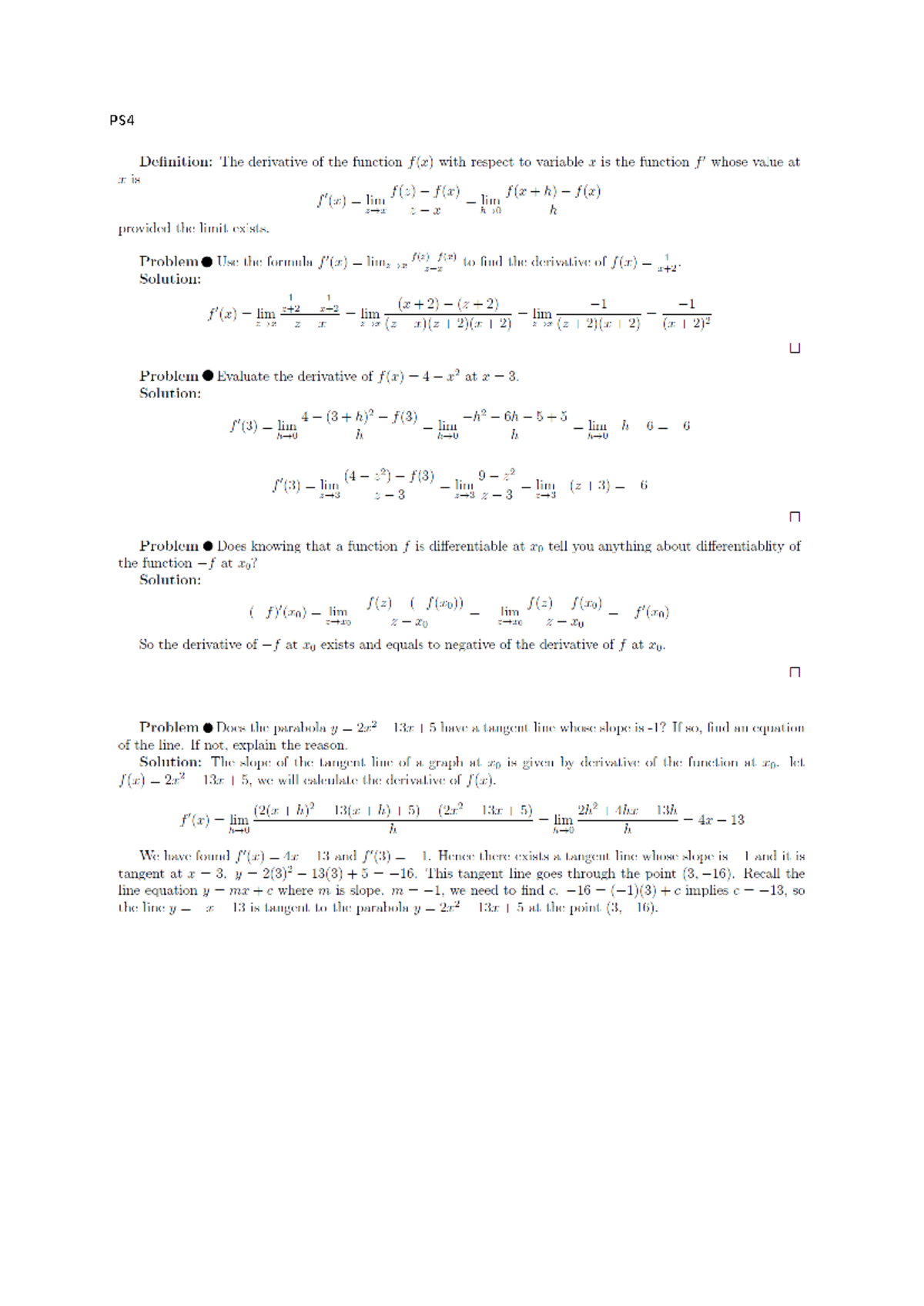 PS4 - Math 101 Calculus 1 Single Variable Calculus Problem-Solving ...
